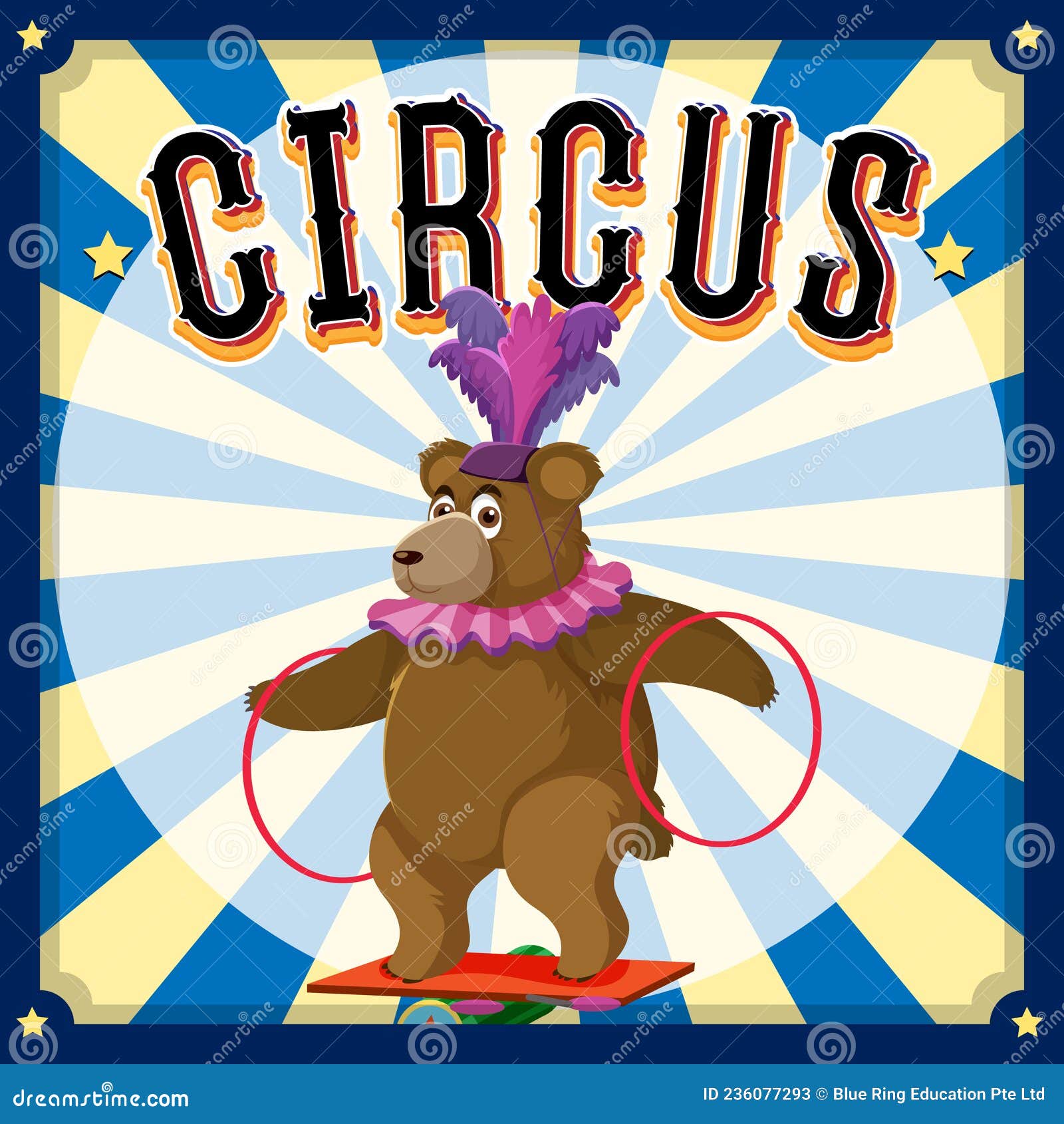 Circus Banner Design with Bear Performance Playing Rings Stock Vector ...