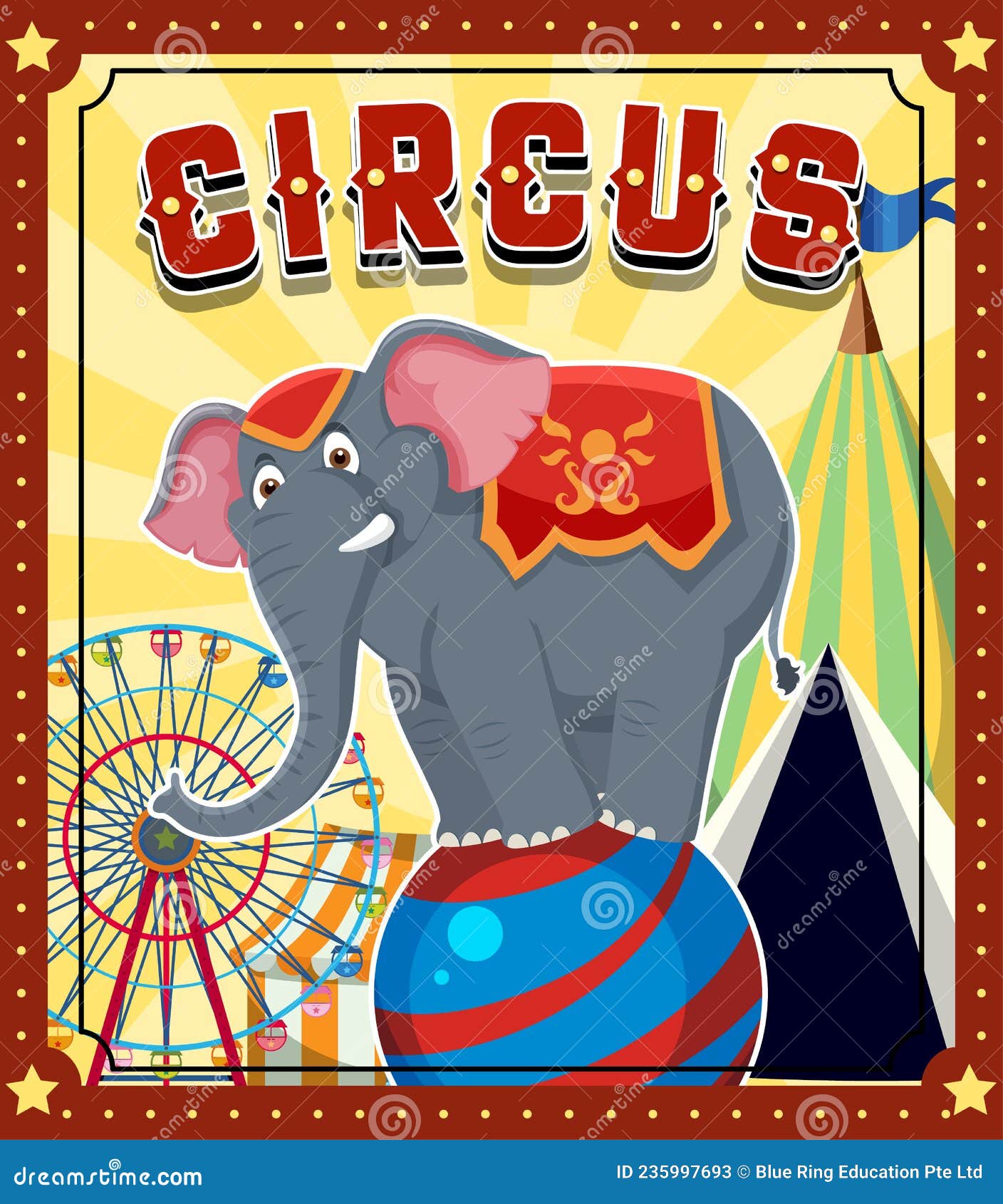 Circus banner design with stock vector. Illustration of jolly - 235997693