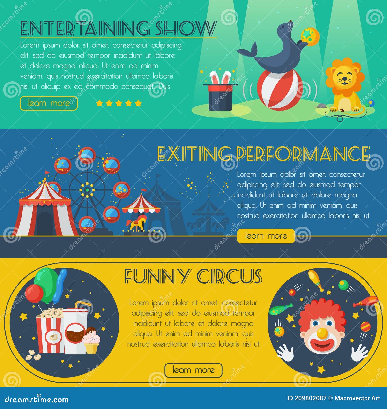 Circus banner set stock vector. Illustration of layout - 209802087