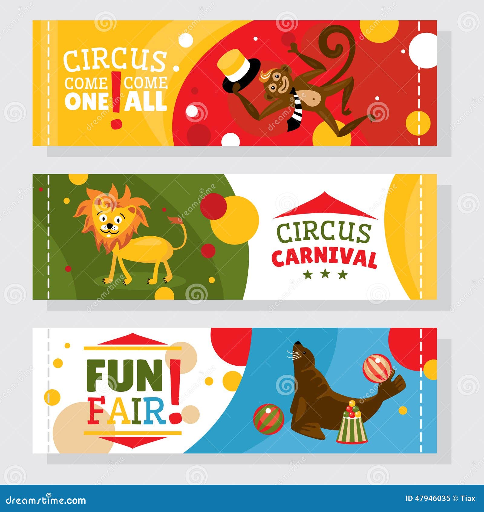 Circus Banners with Animals Stock Vector - Illustration of greeting ...