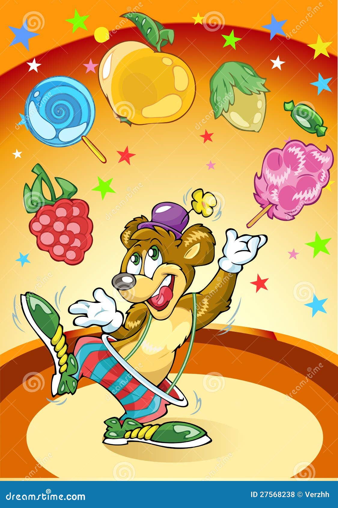 Circus Bear Riding A Bicycle With Balloons. Vector Illustration ...