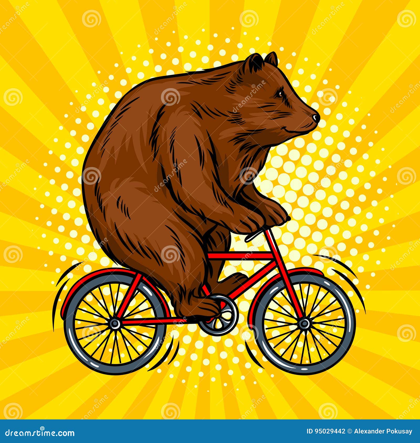 Circus Bear Riding A Bicycle With Balloons. Vector Illustration ...
