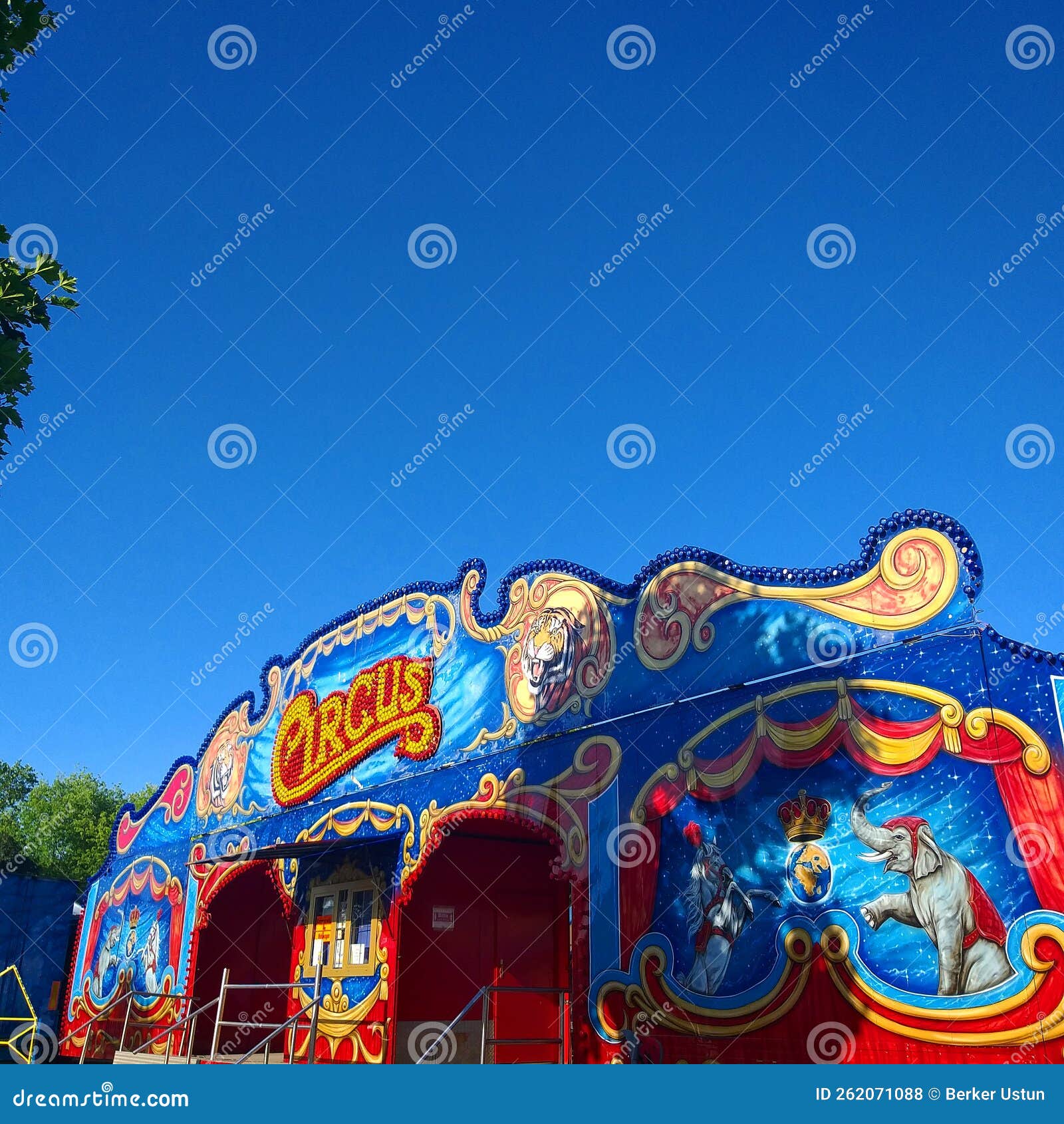 Circus blue red editorial stock photo. Image of carnival - 262071088