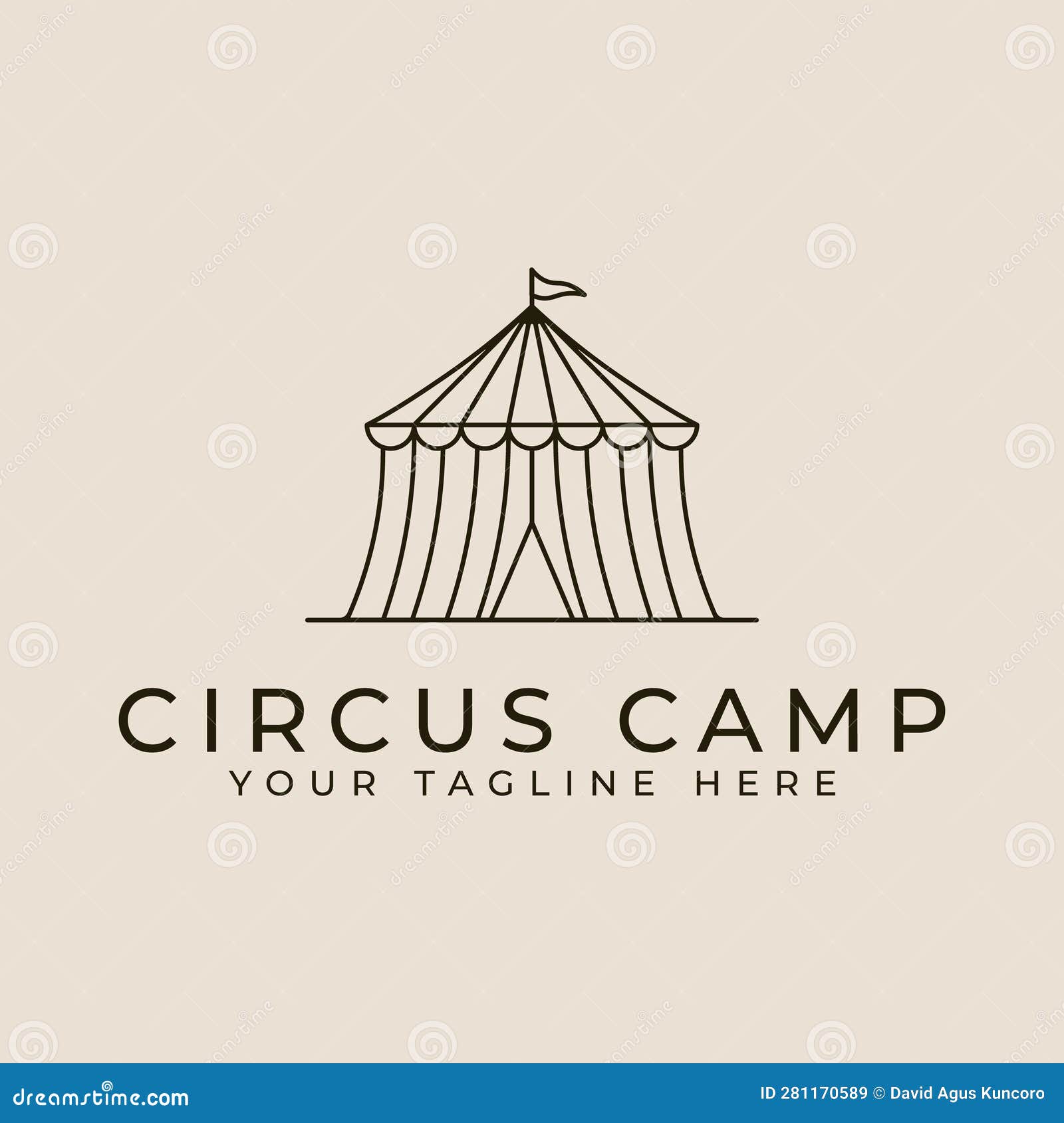 Circus Camp Logo Line Art Design with Minimalist Style Logo Vector ...