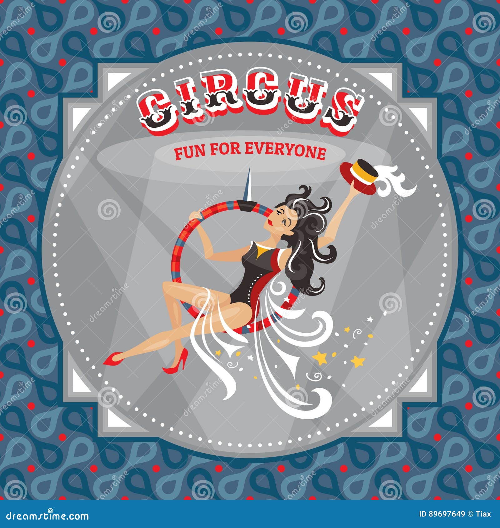 Circus Card with Acrobat Girl Stock Vector - Illustration of graphic ...