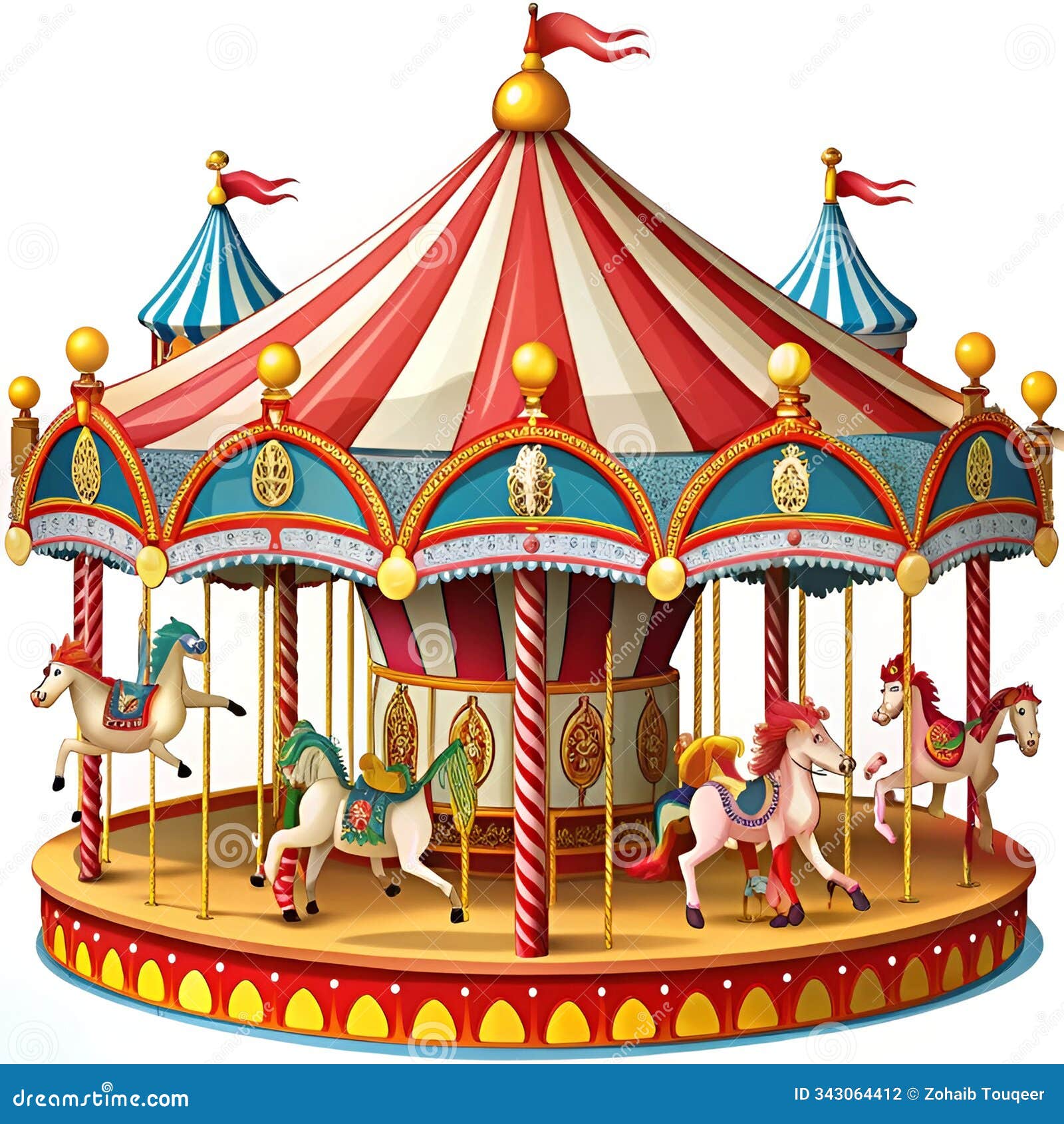 Capture the Lively Spirit of the Circus with a Carousel Design. Stock ...