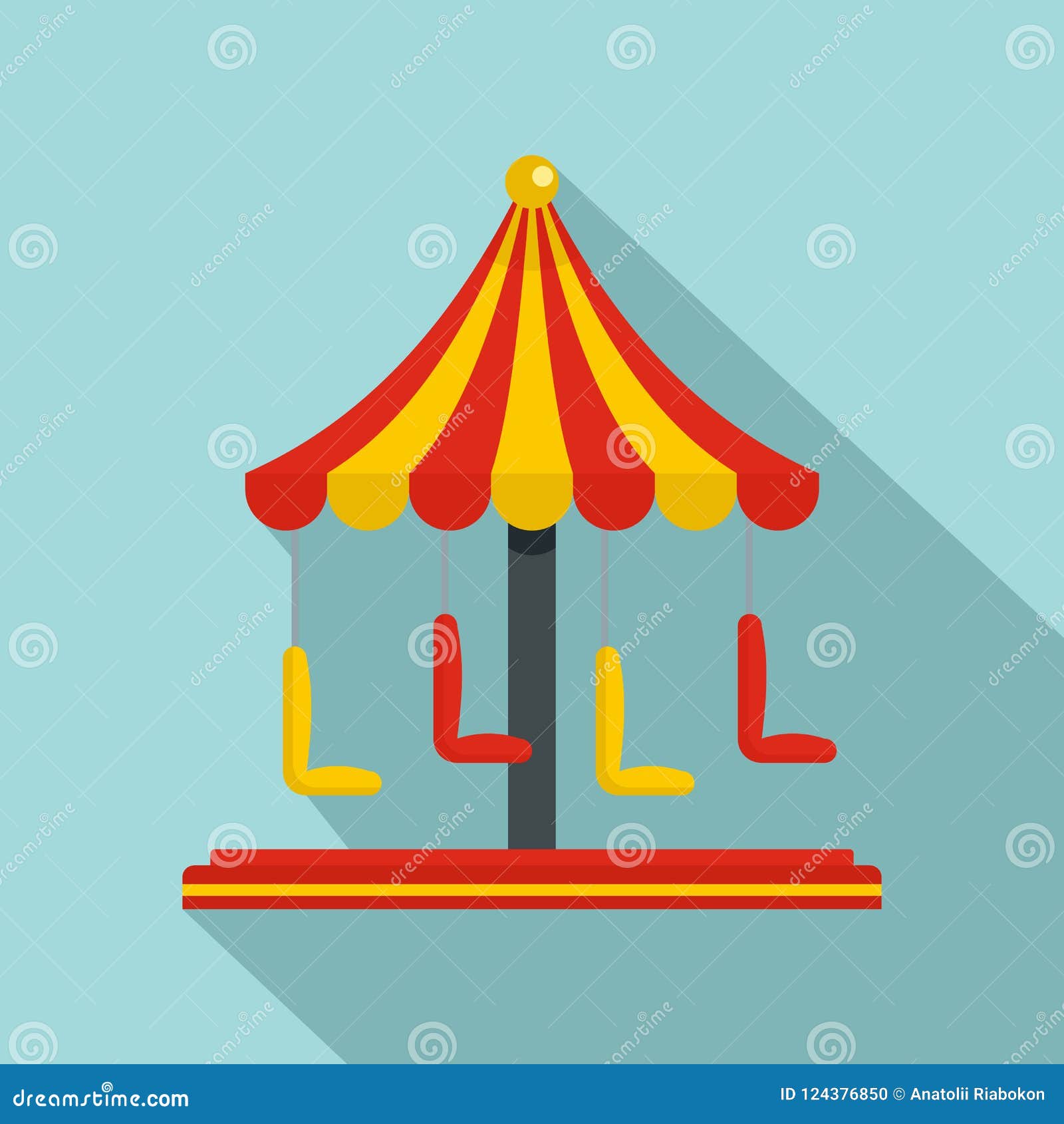 Circus Carousel Icon, Flat Style Stock Illustration - Illustration of ...
