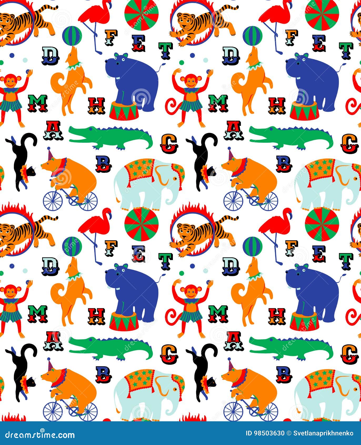 Circus cartoon animals stock vector. Illustration of character - 98503630