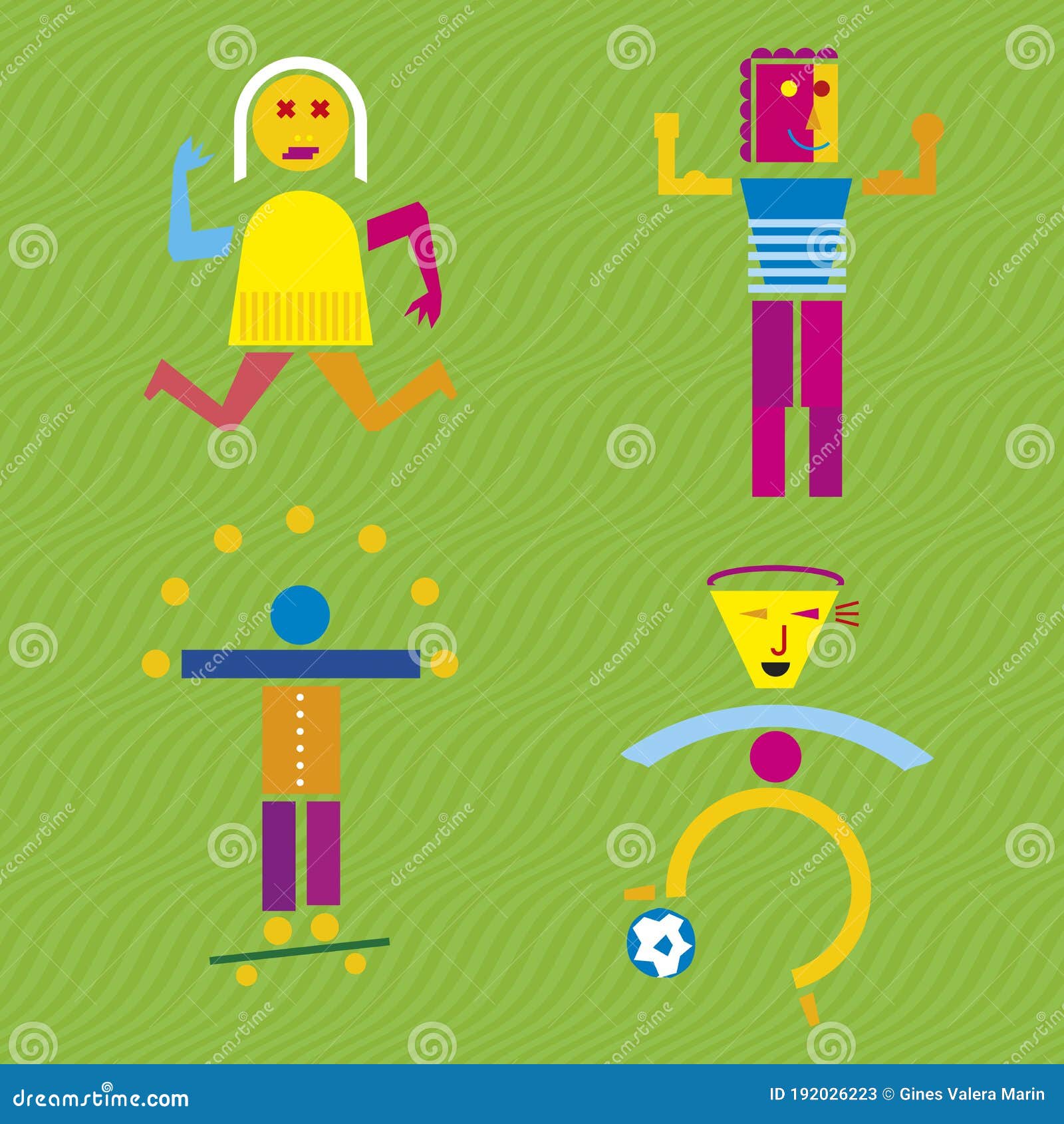 Circus Character Set Three of Three. Geometric Cartoons Stock ...