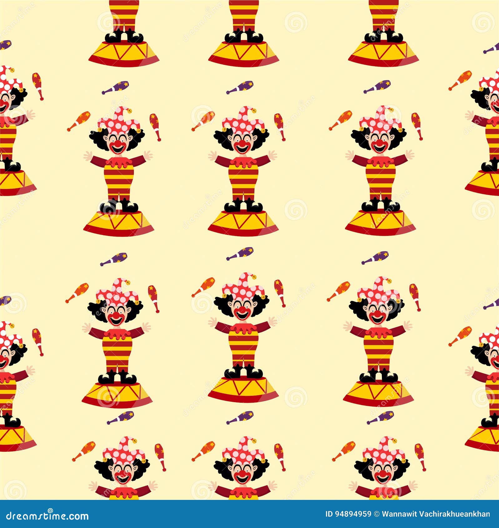 Circus Clown Illustration Pattern Stock Vector - Illustration of ...