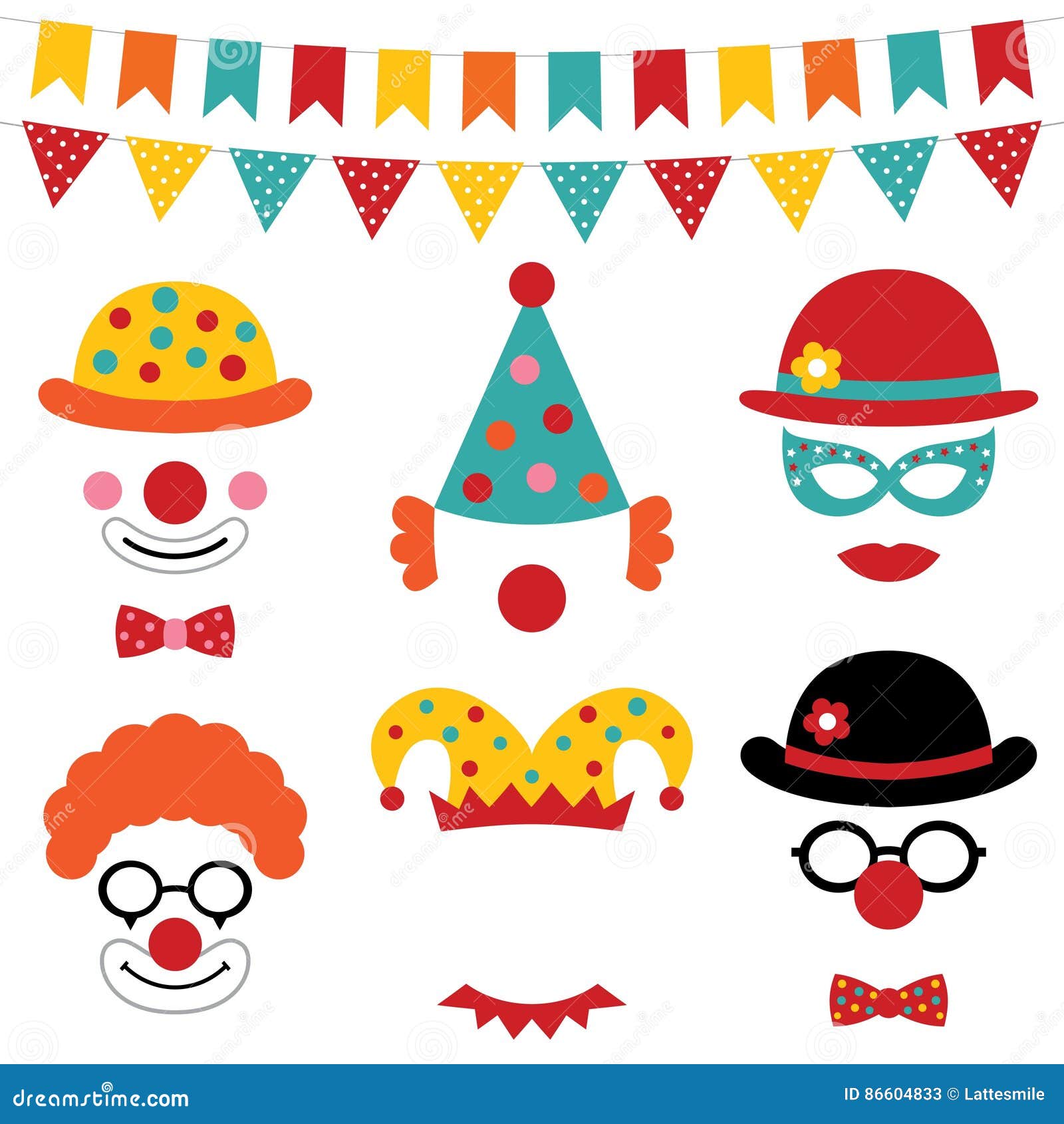 Clown Props Face Vector Illustration | CartoonDealer.com #71105648