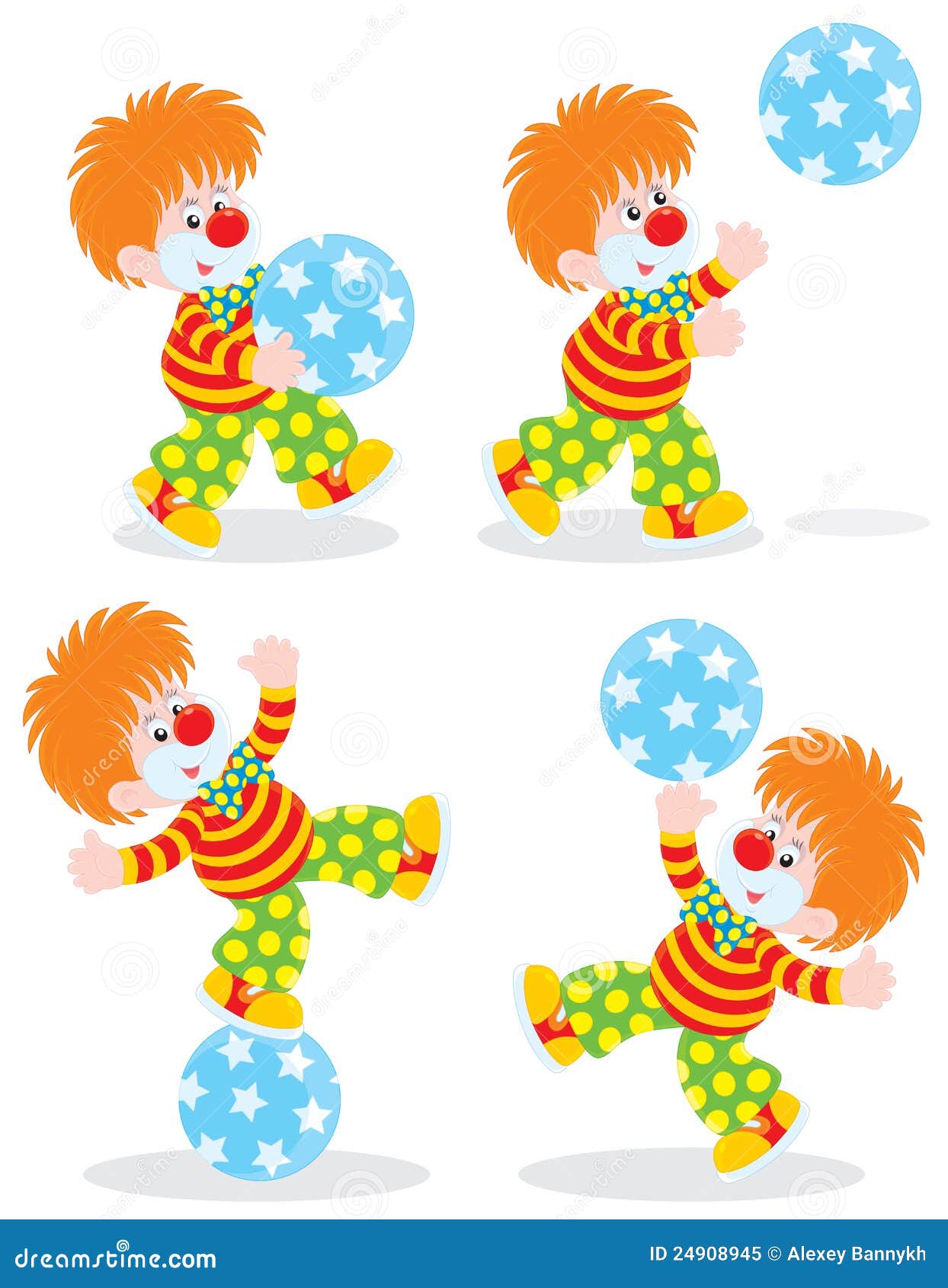 Clown With A Ball - Ink Drawing Vector Illustration | CartoonDealer.com ...