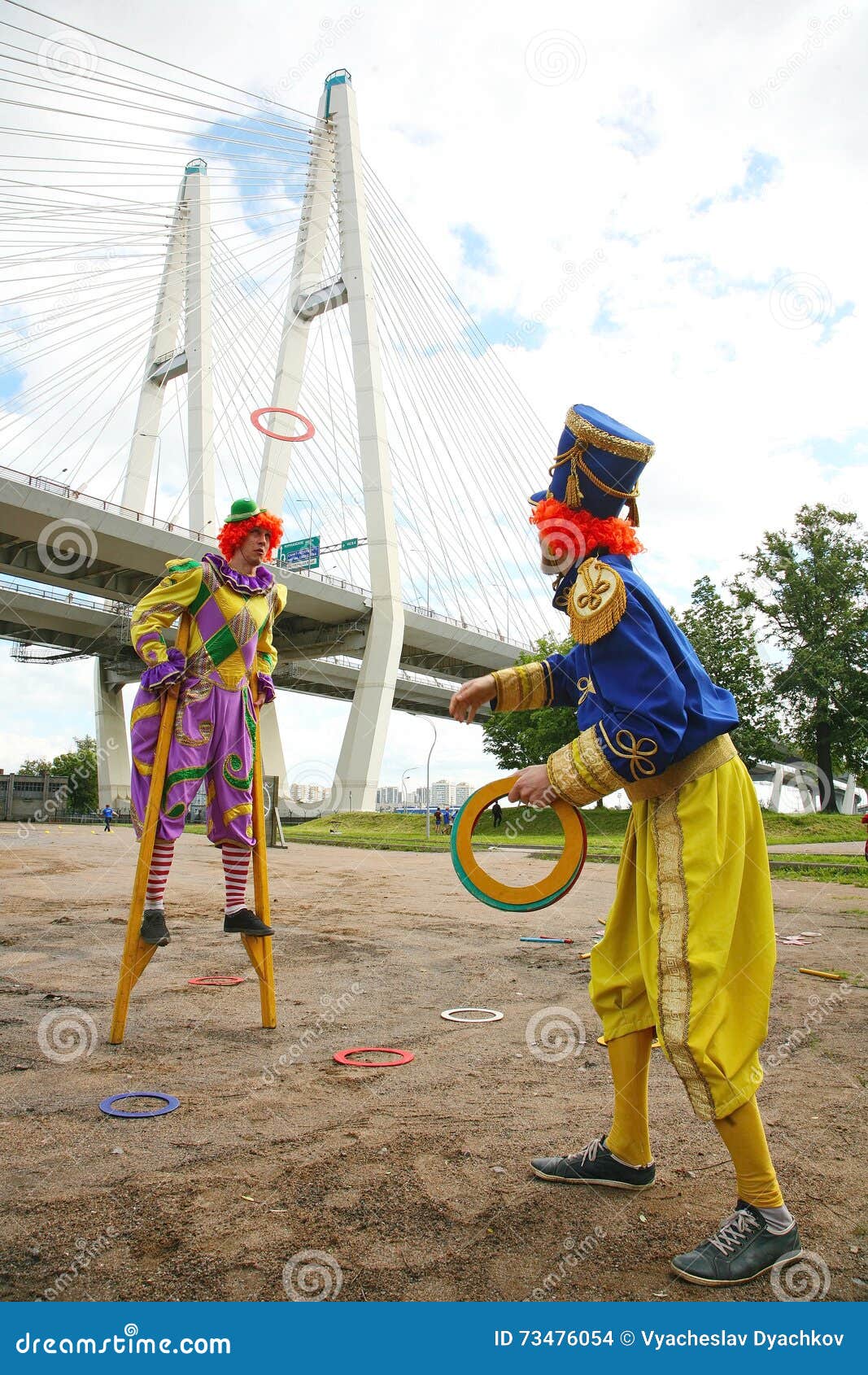 Circus Clowns Animators Throw Colored Rings Editorial Stock Image ...