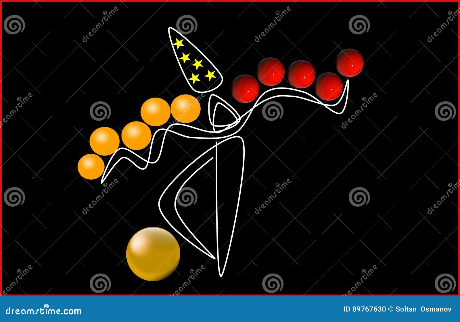Circus. Dance with Red and Yellow Balls Stock Illustration ...