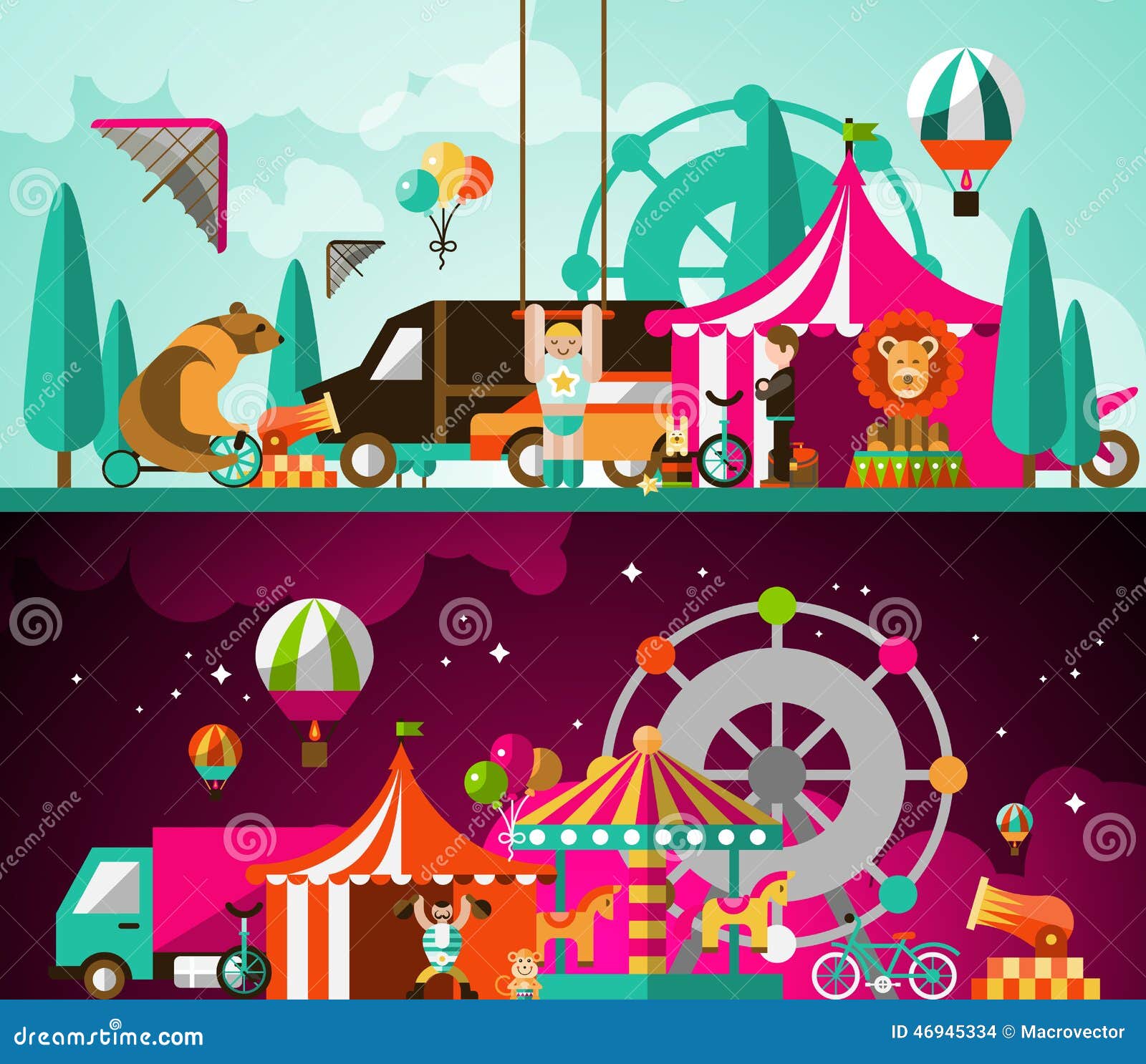 Attractions Of Lion Cartoon Jumping Into A Ring Of Fire Royalty-Free ...