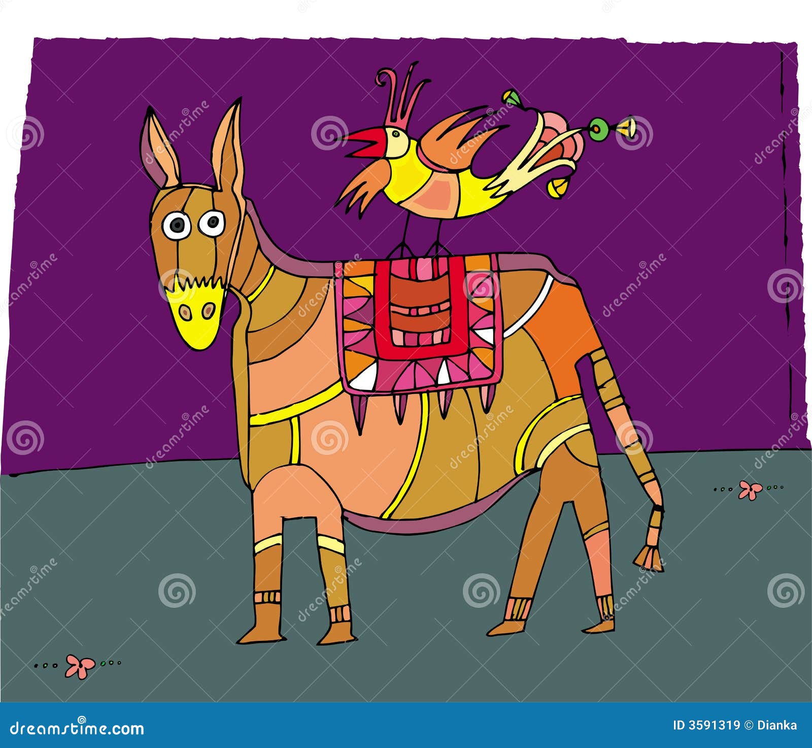 Circus donkey and bird stock vector. Illustration of farm - 3591319