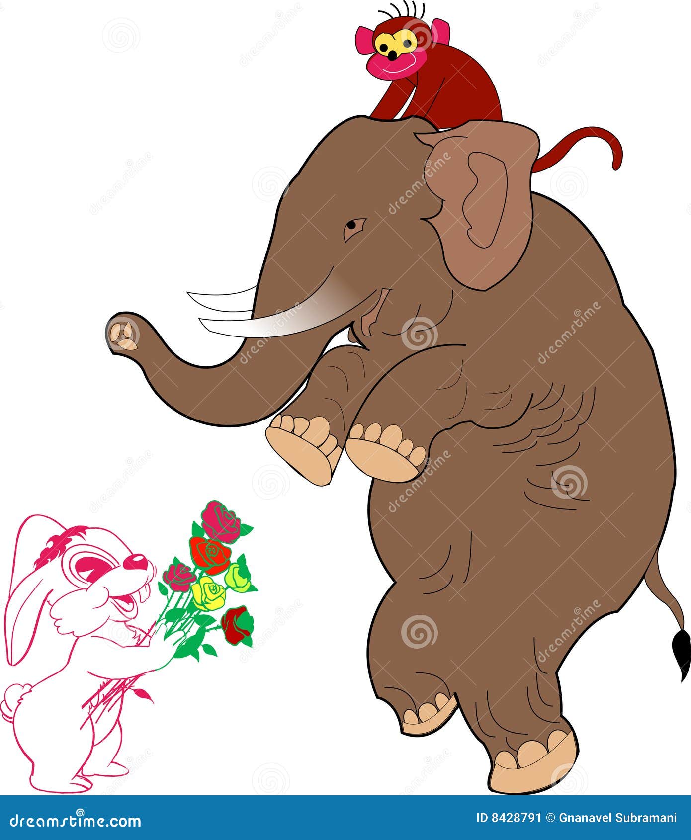 Circus Elephant and Monkey stock vector. Illustration of clipart - 8428791