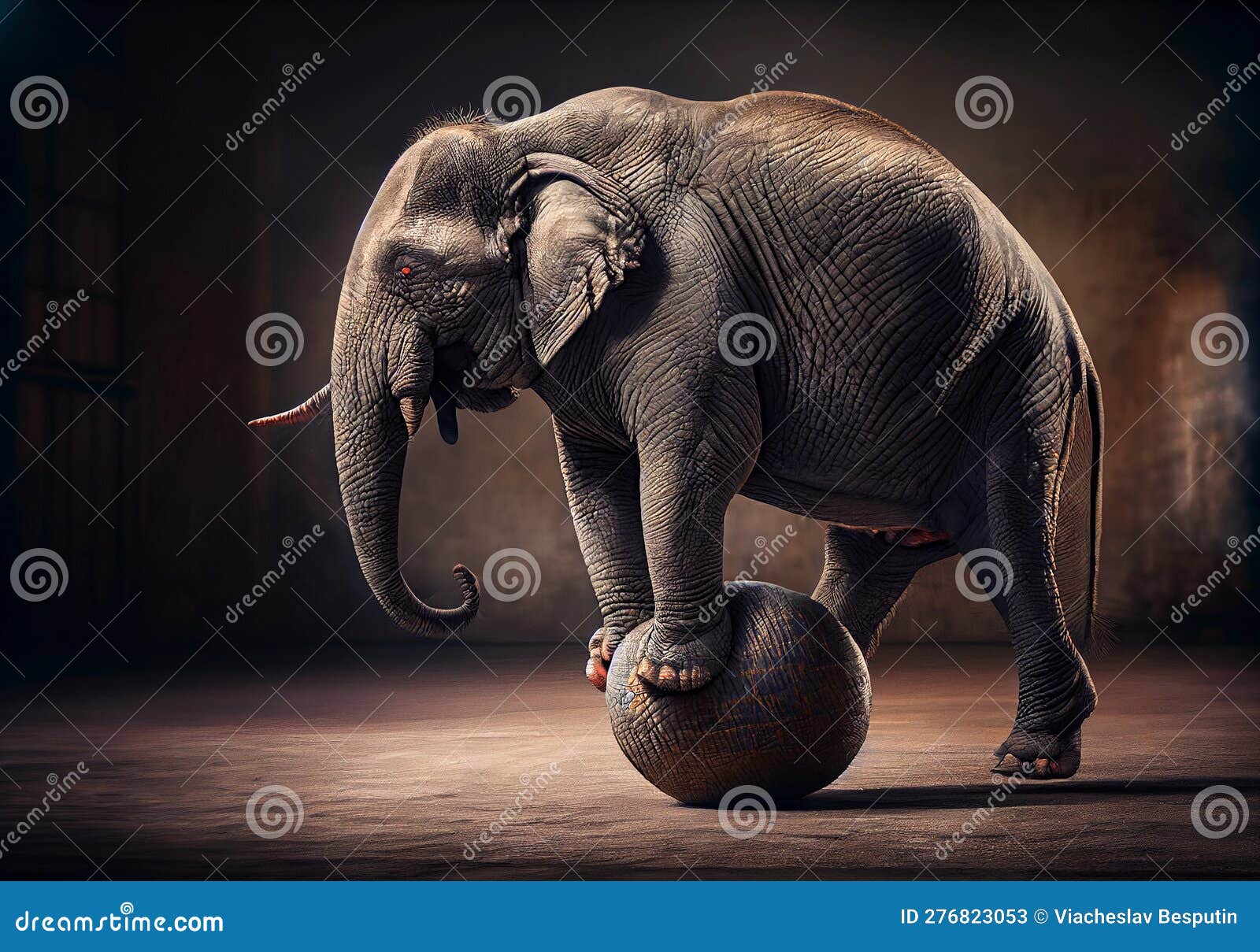 Circus Elephant Stands on a Ball. Circus Trick Stock Illustration ...