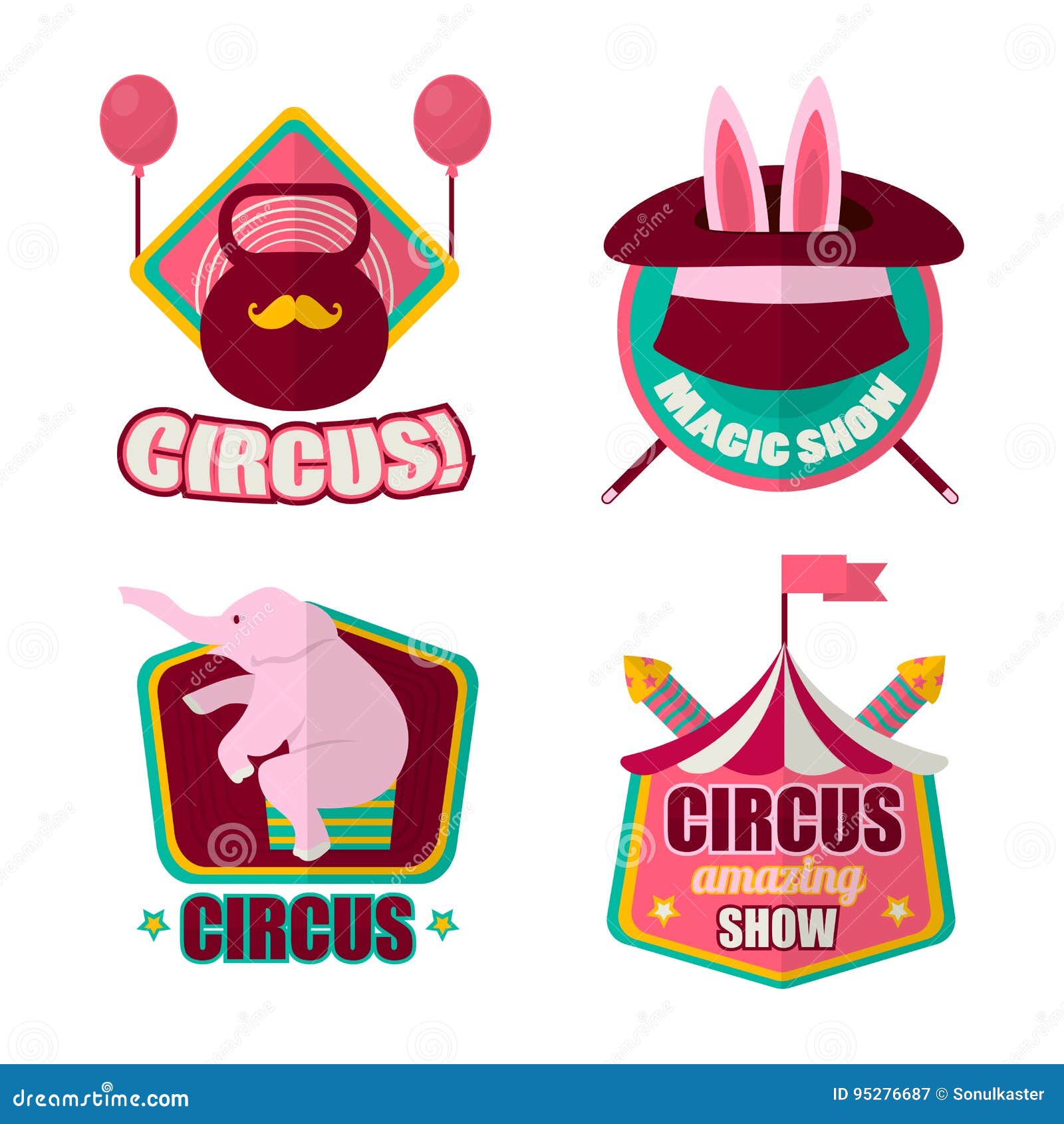 Circus emblems set stock vector. Illustration of design - 95276687