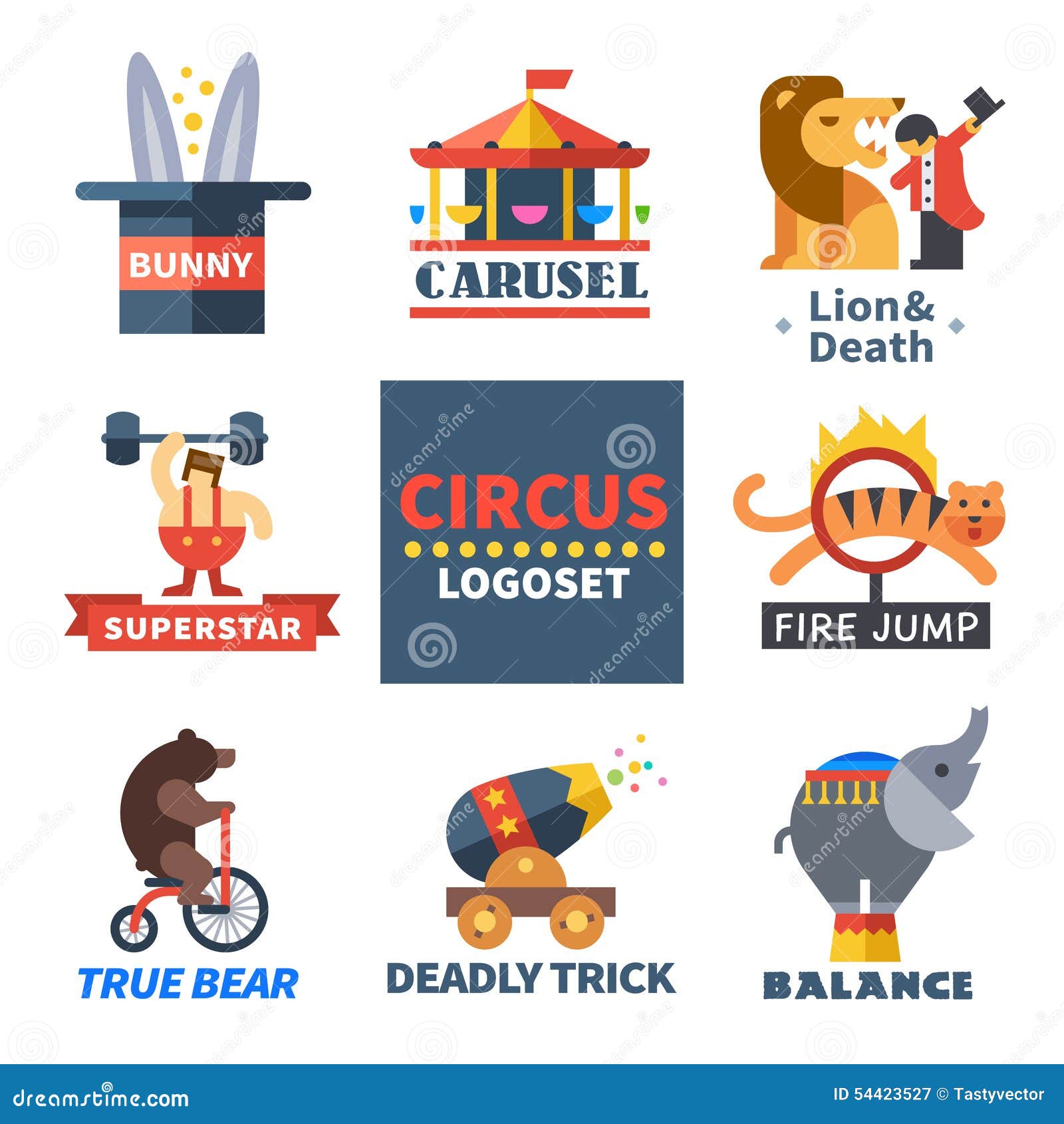 Circus emblems stock vector. Illustration of isolated - 54423527