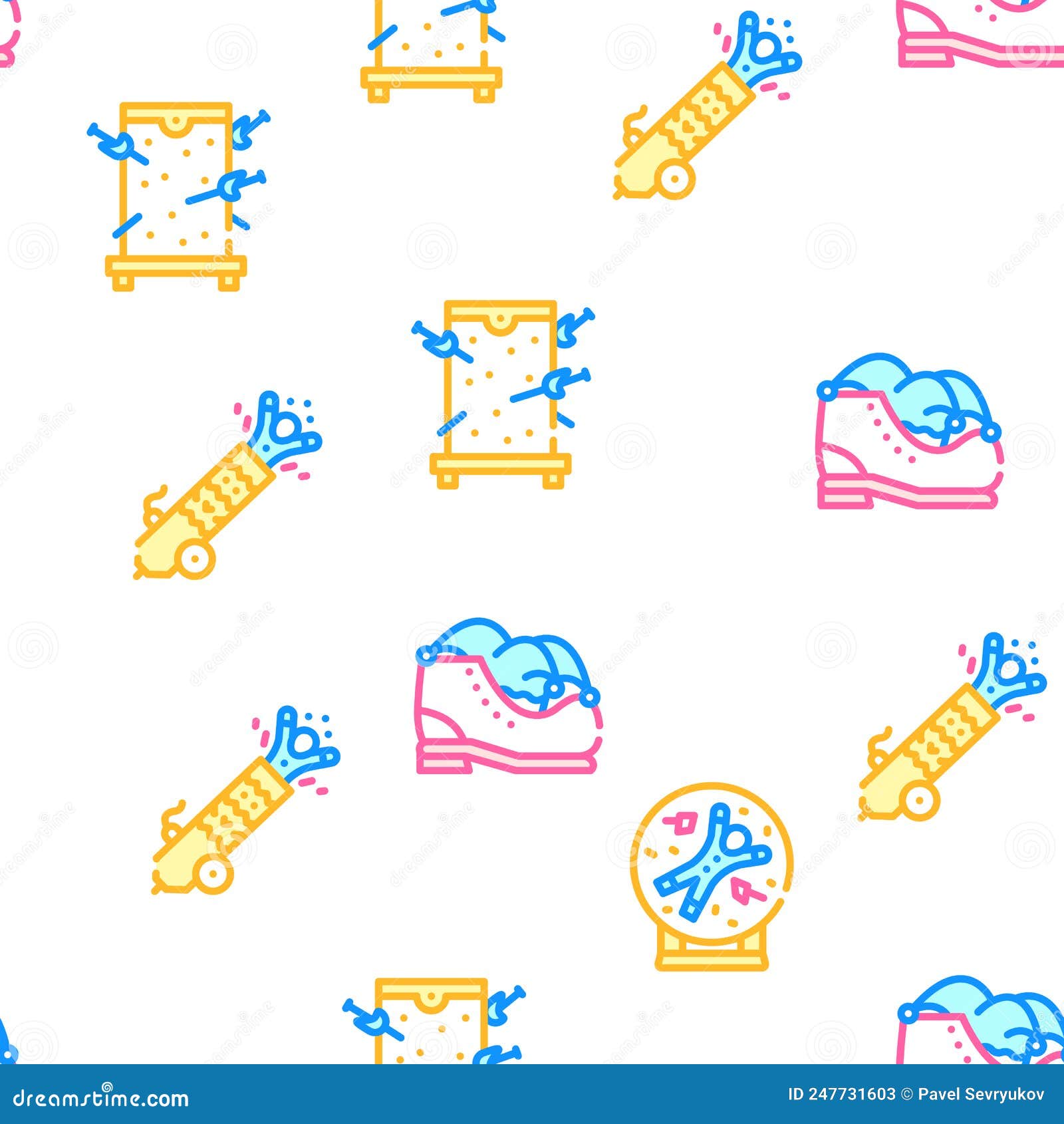 Circus Entertainment Vector Seamless Pattern Stock Illustration ...