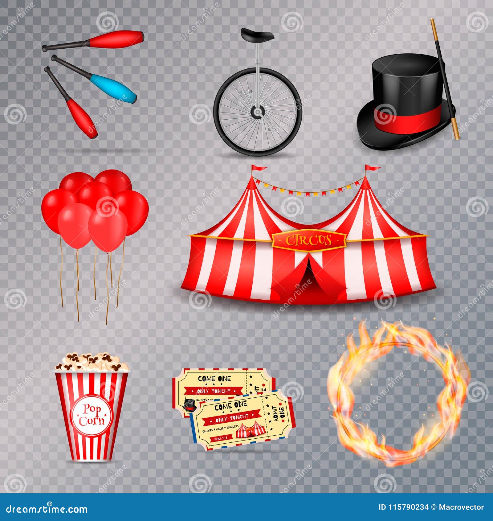Circus Essential Elements Set Stock Vector - Illustration of element ...