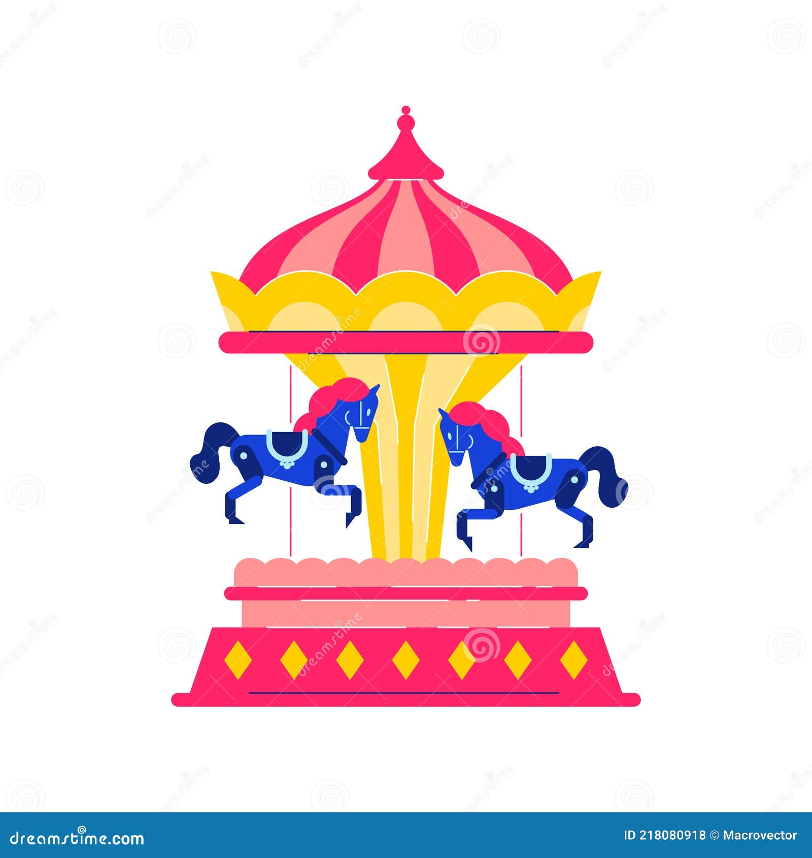 Funfair Horses Carousel Advertising Poster Vector | CartoonDealer.com ...