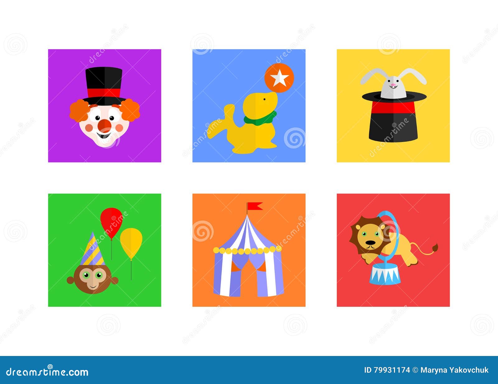 The circus icons stock vector. Illustration of childhood - 79931174