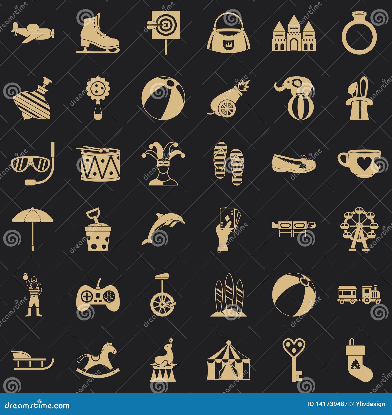 Circus Icons Set, Simple Style Stock Vector - Illustration of joystick ...