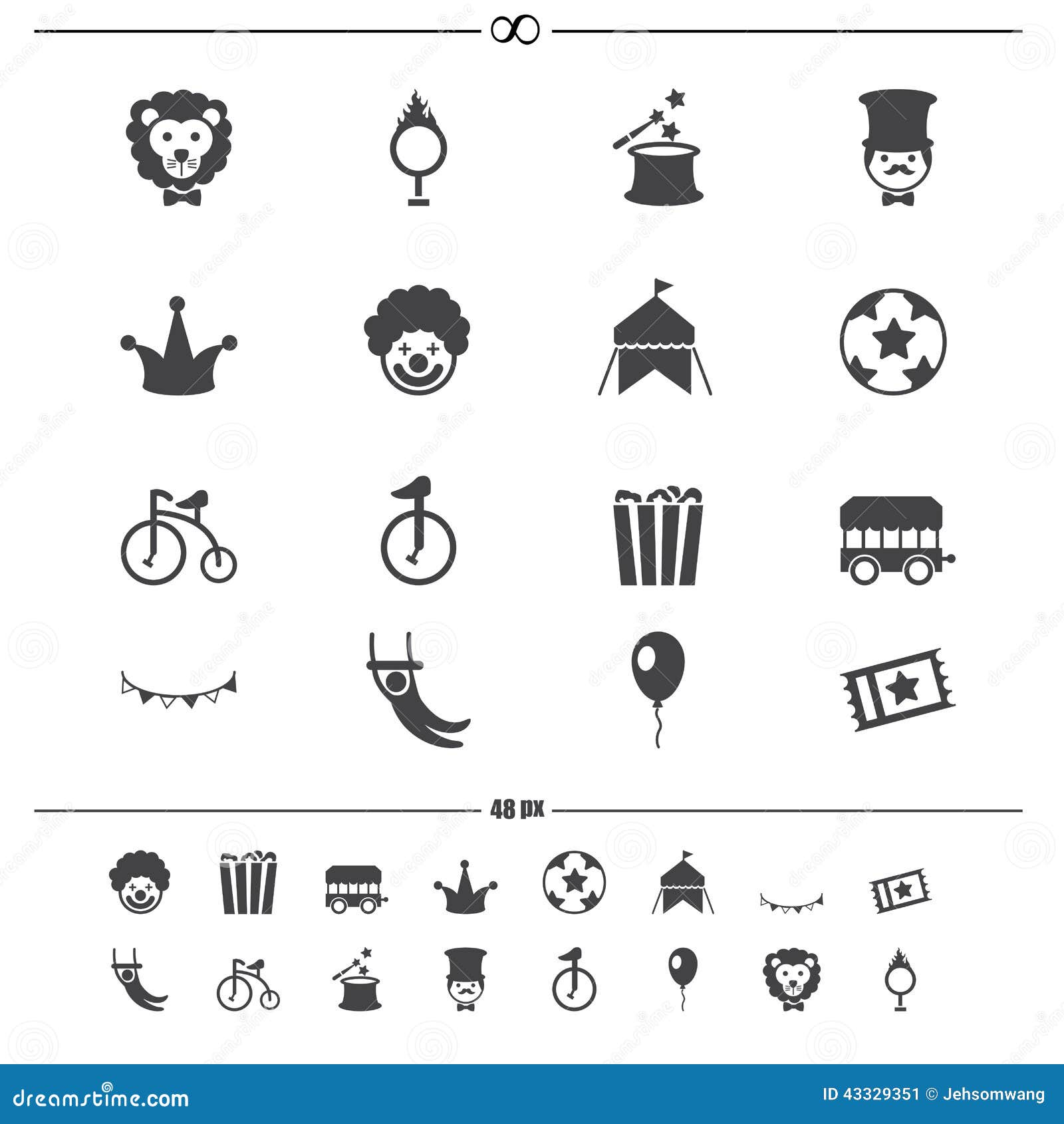Circus Icons Vector Set Of Clown, Magic Hat And Rabbit | CartoonDealer ...