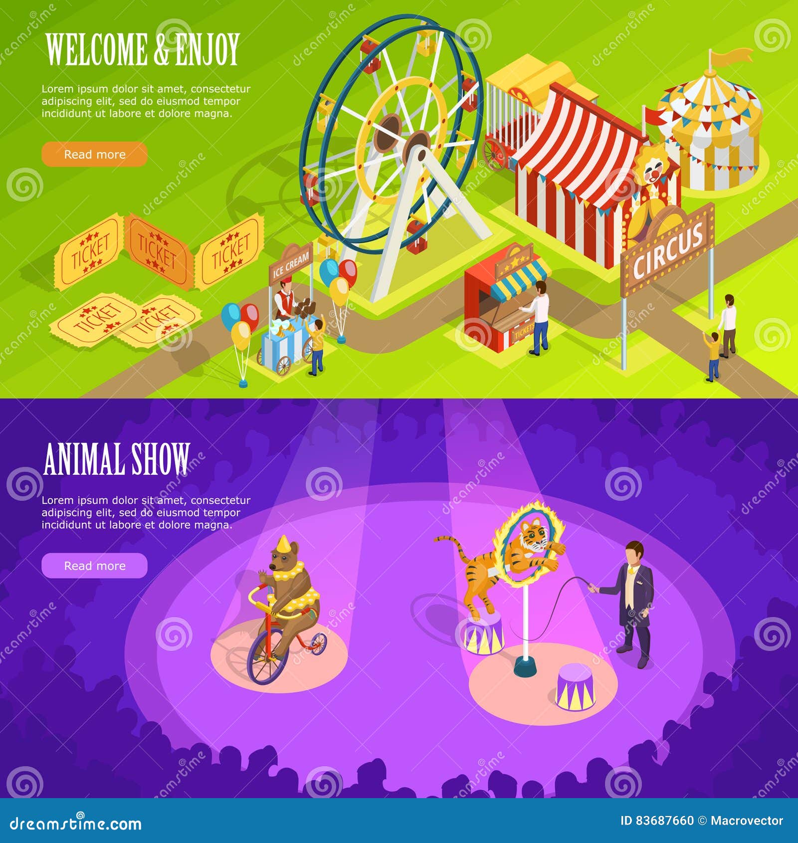 Funfair Banners Cartoon Vector | CartoonDealer.com #44351639