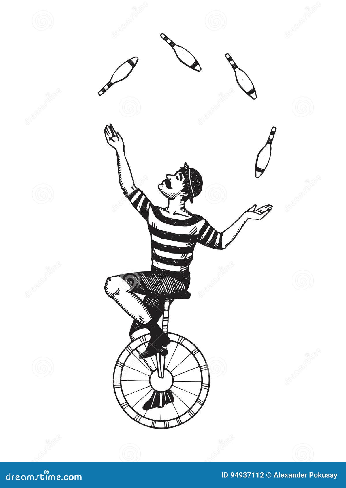 Circus Juggler Engraving Vector Stock Vector - Illustration of drawing ...