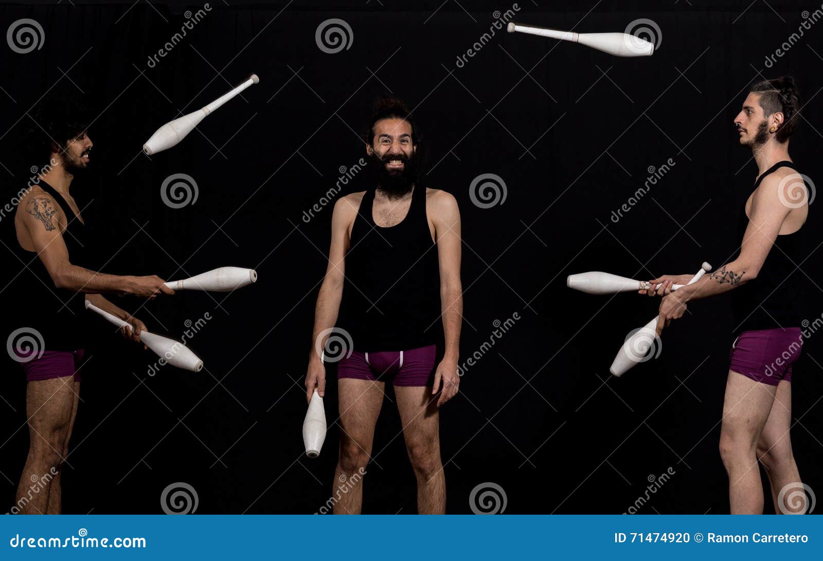 Circus Jugglers during Their Batons Performance Stock Photo - Image of ...