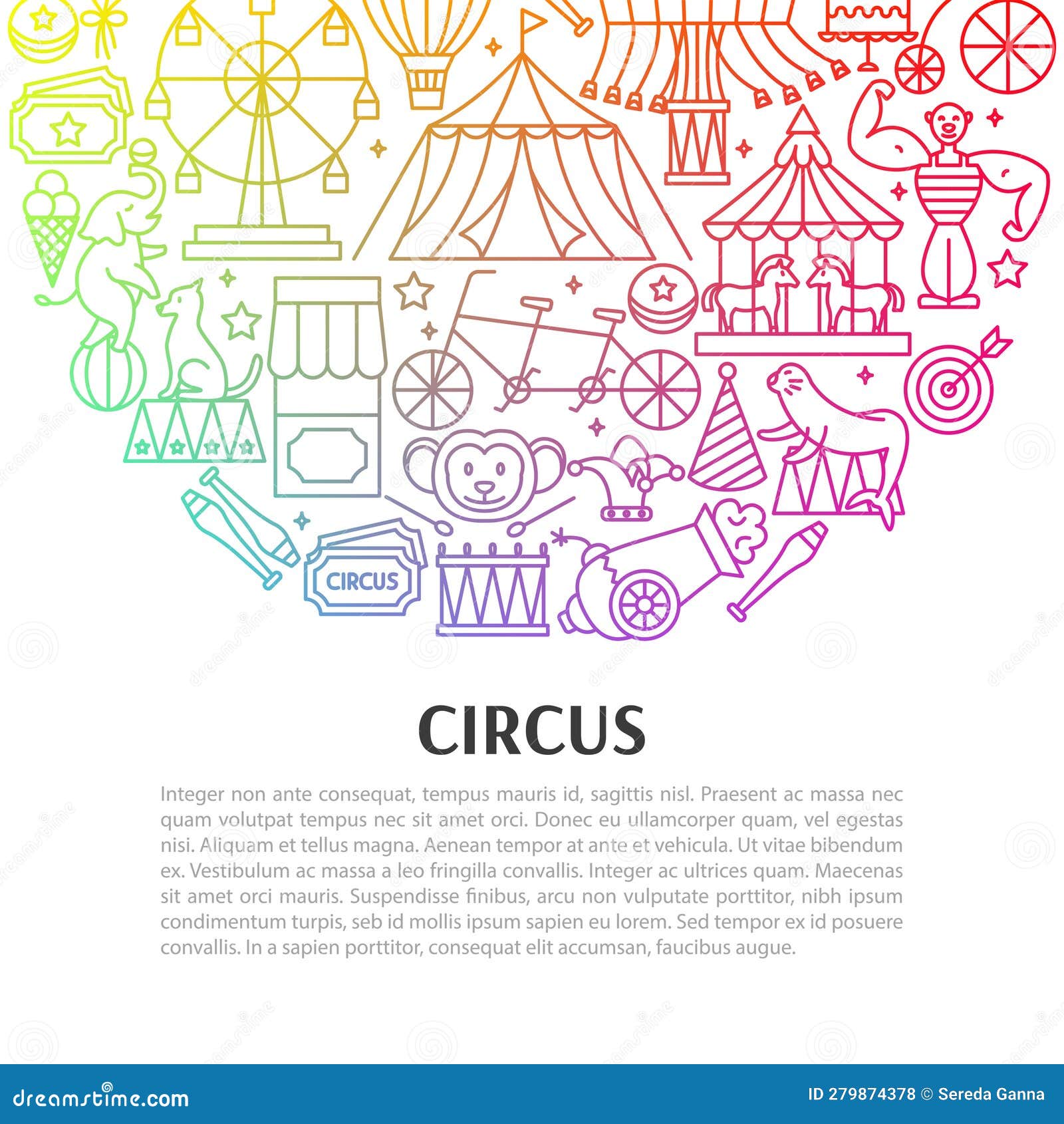 Circus Line Art Icons Vector Illustration | CartoonDealer.com #77703134