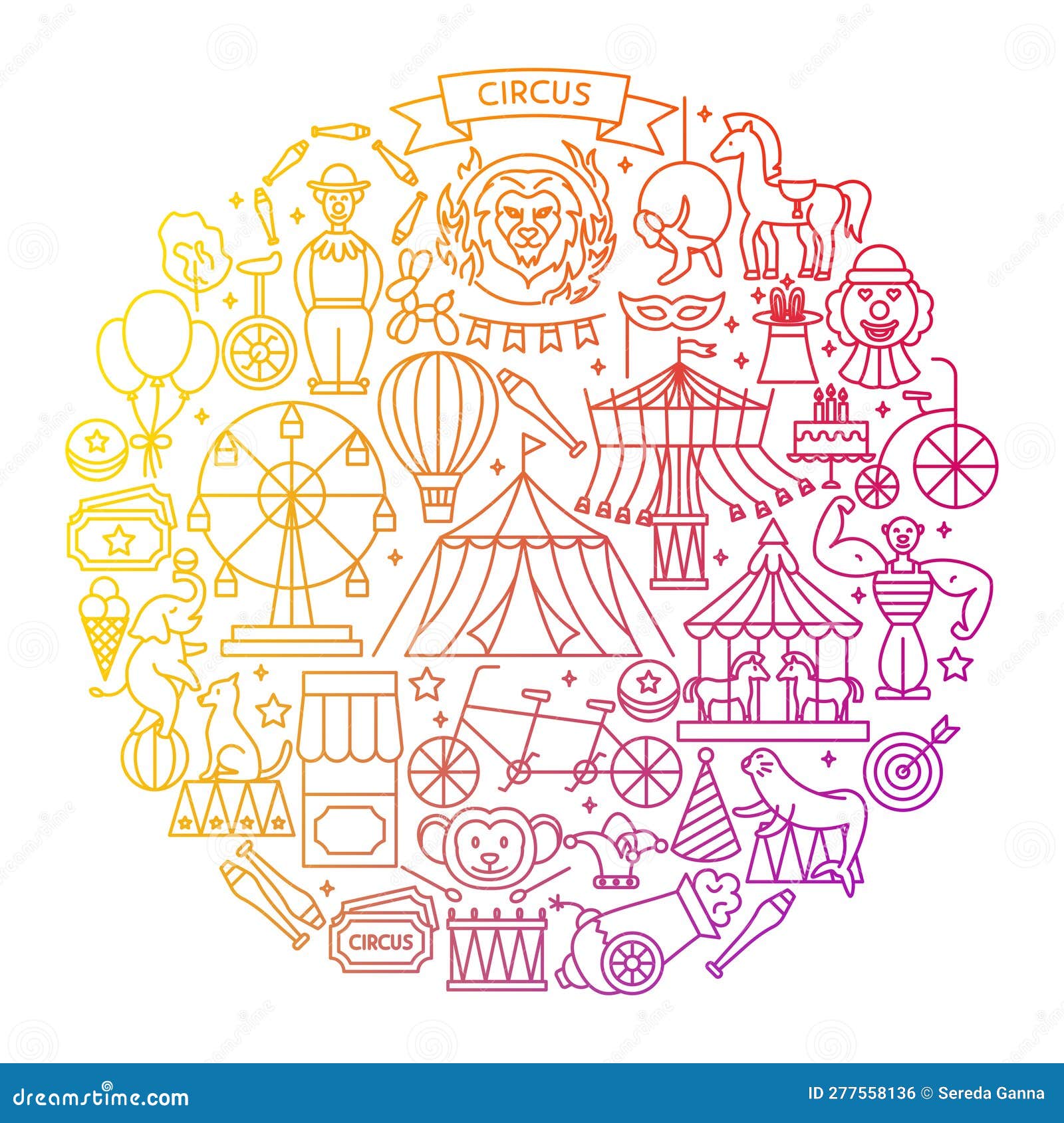 Circus Line Icons. Linear Set. Quality Vector Line Set Such As Platform ...
