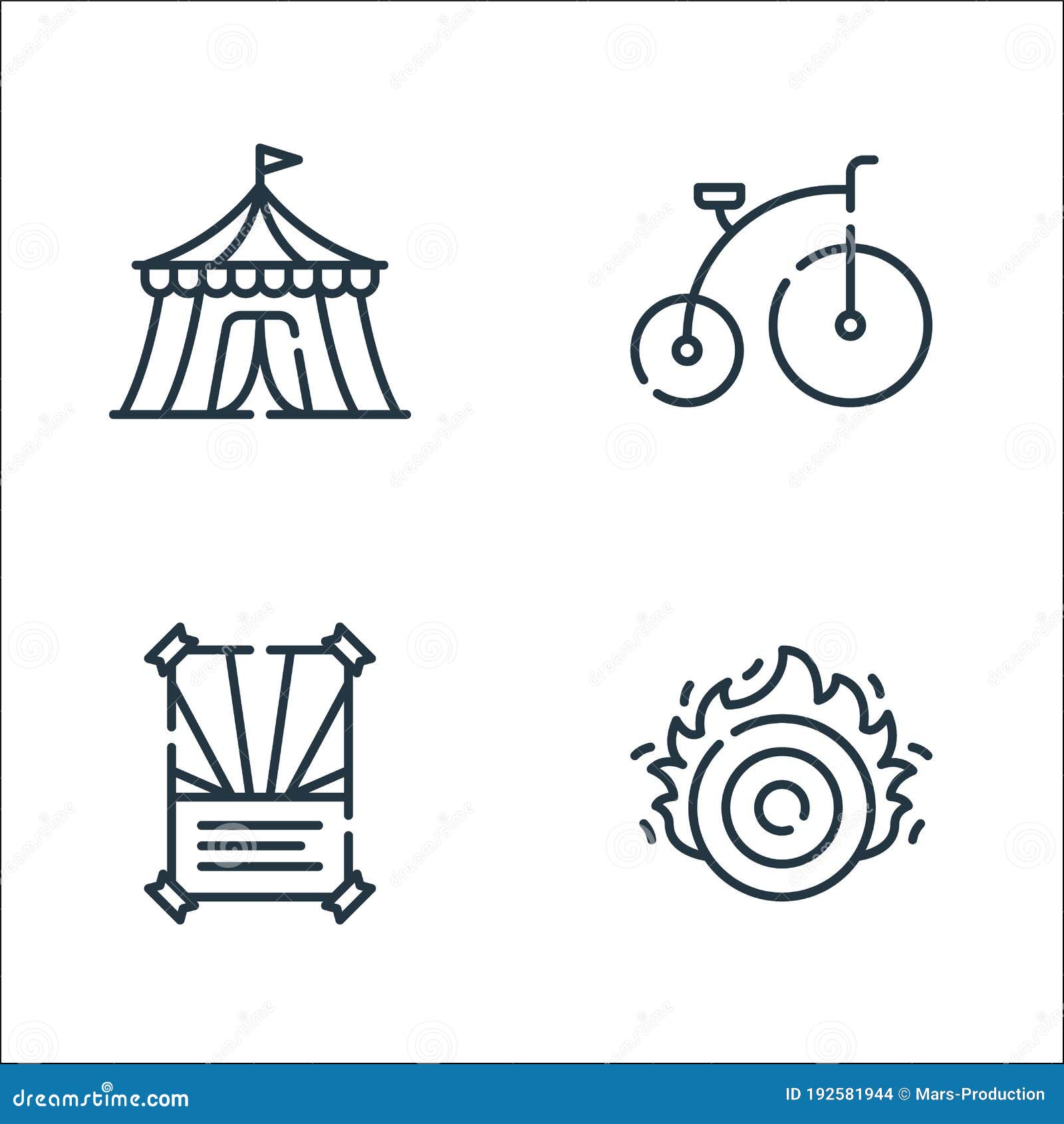 Circus Line Icons. Linear Set Stock Vector - Illustration of road, race ...