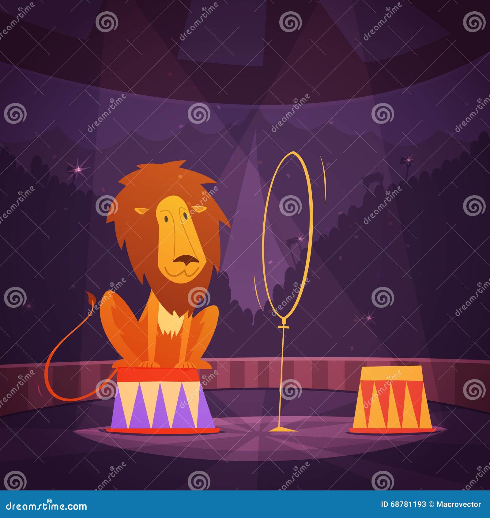 Circus Lion Illustration stock vector. Illustration of circle - 68781193