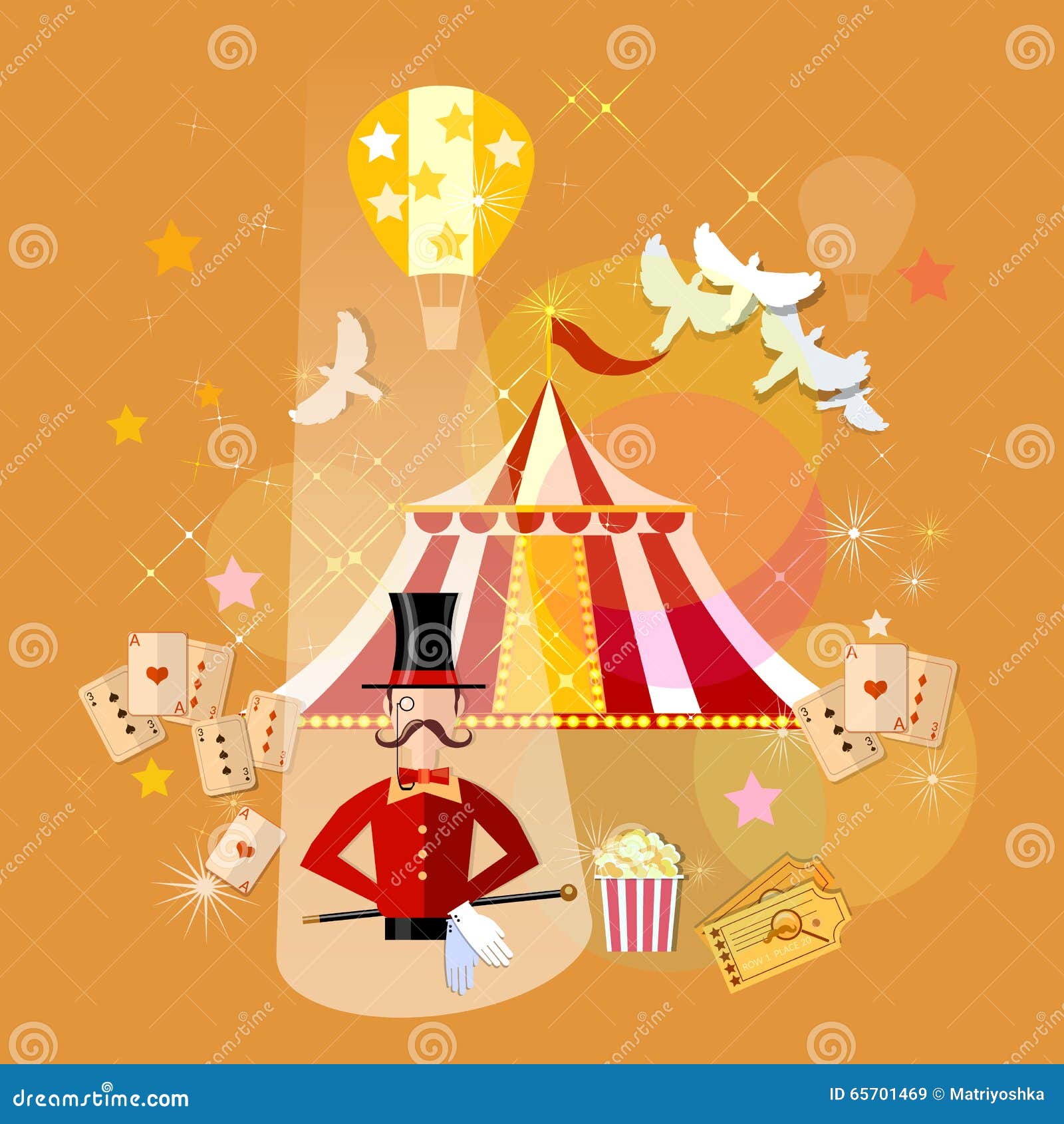 Circus Magician Performance Magic Show Stock Vector - Illustration of ...