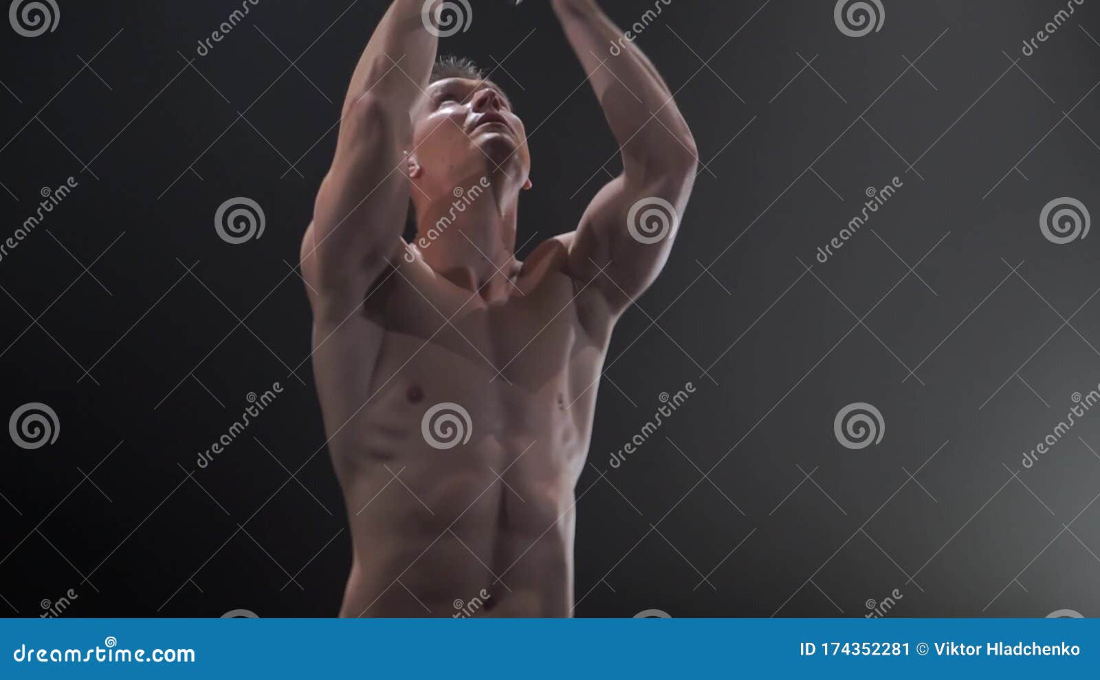 Circus Male Muscular Performer Making Tricks with Juggling Cube Props ...