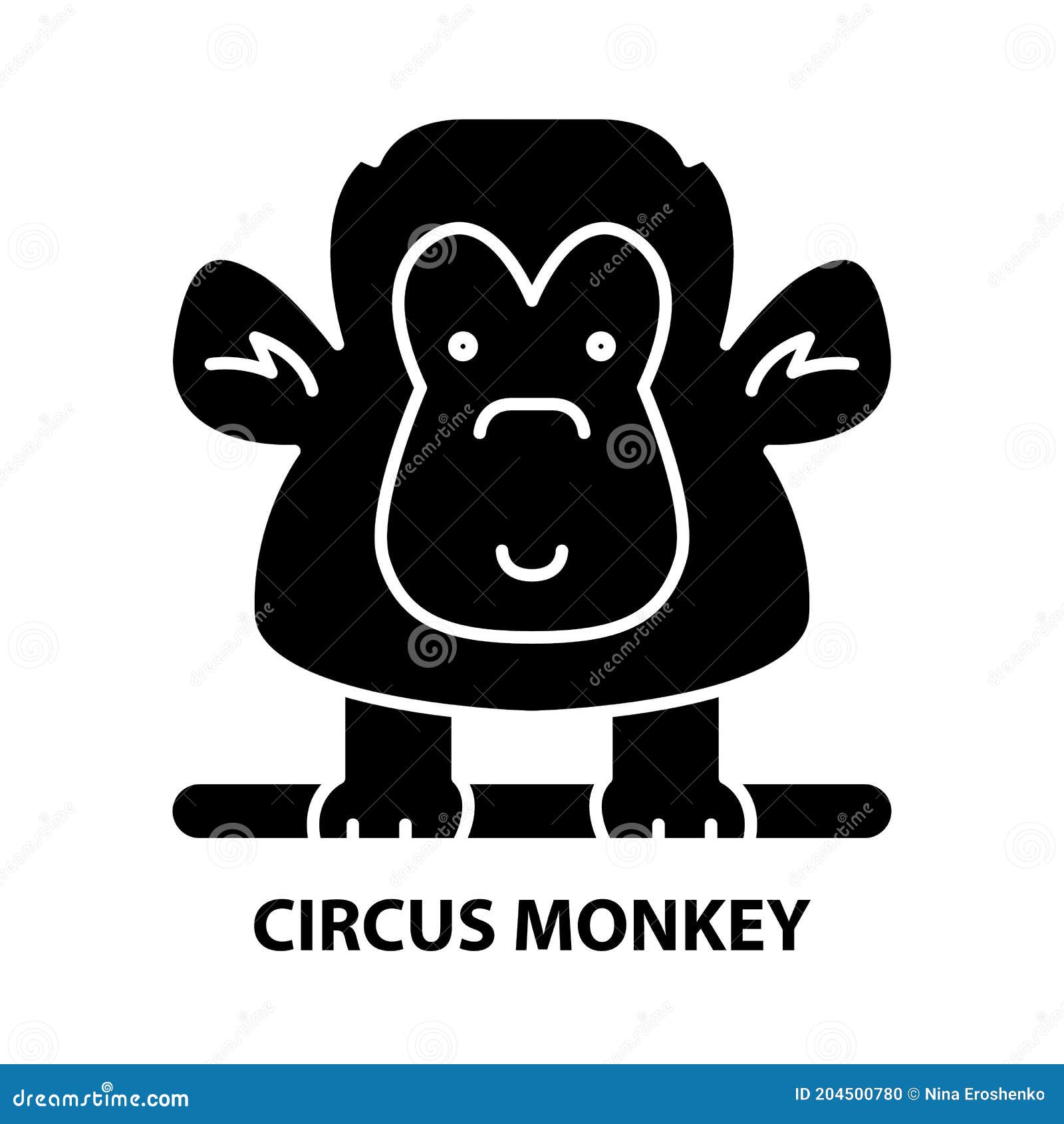 Circus Monkey Icon, Black Vector Sign with Editable Strokes, Concept ...