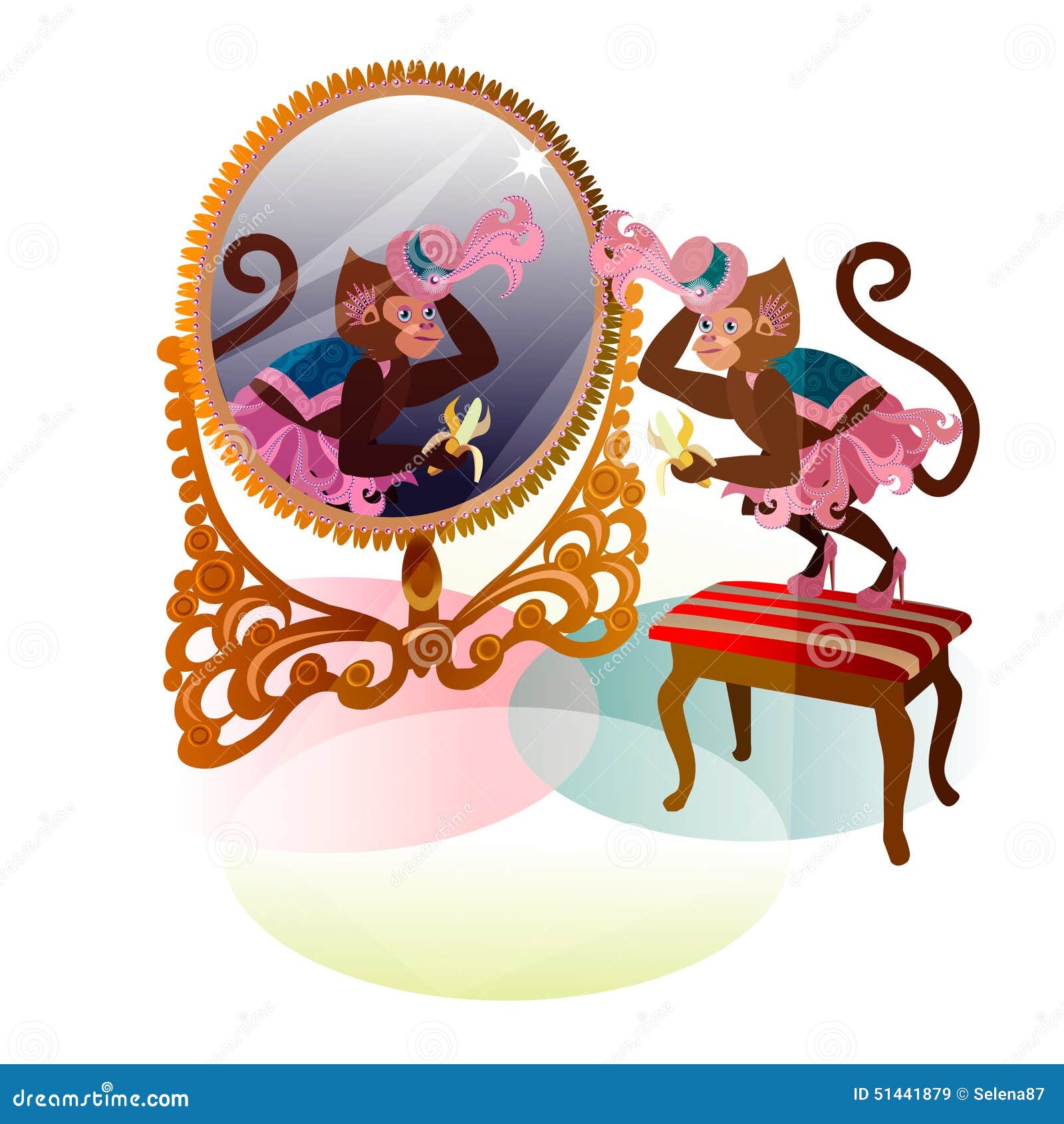 Circus monkey with mirror stock vector. Illustration of vector - 51441879