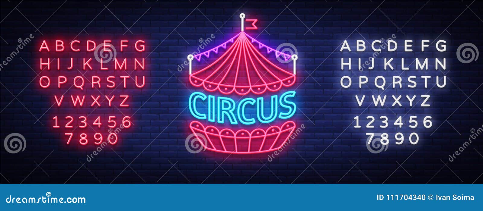 Circus Neon Sign Design Template Neon Style Logo Circus Tent Symbol