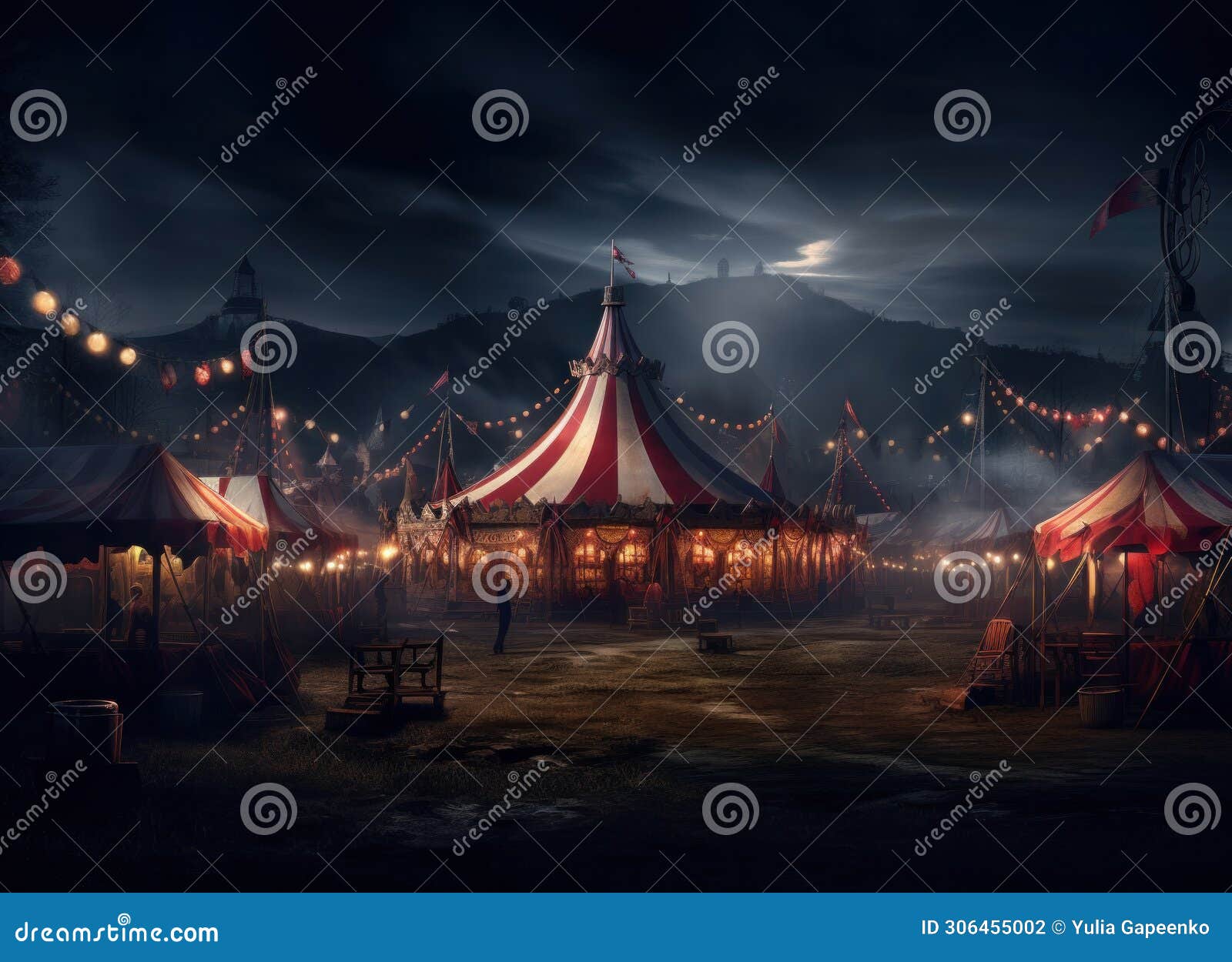 Circus at Night in the Dark Stock Photo - Image of vibrant, lights ...