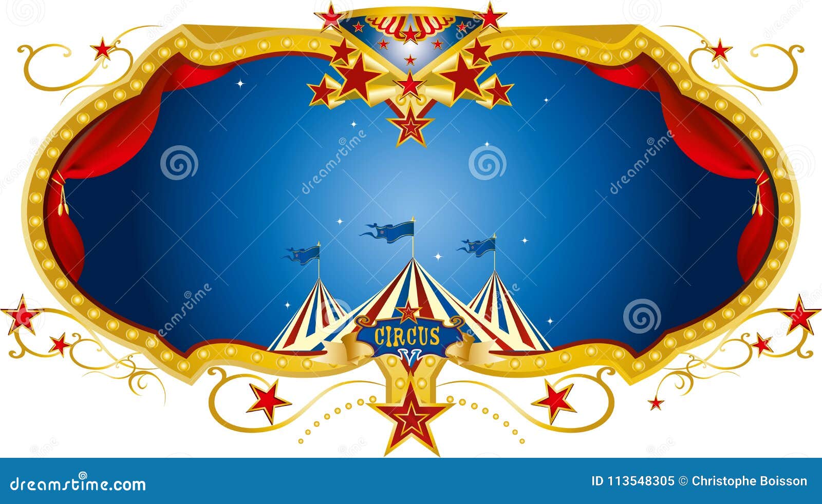 Circus Red And Night Fantastic Poster Cartoon Vector | CartoonDealer ...