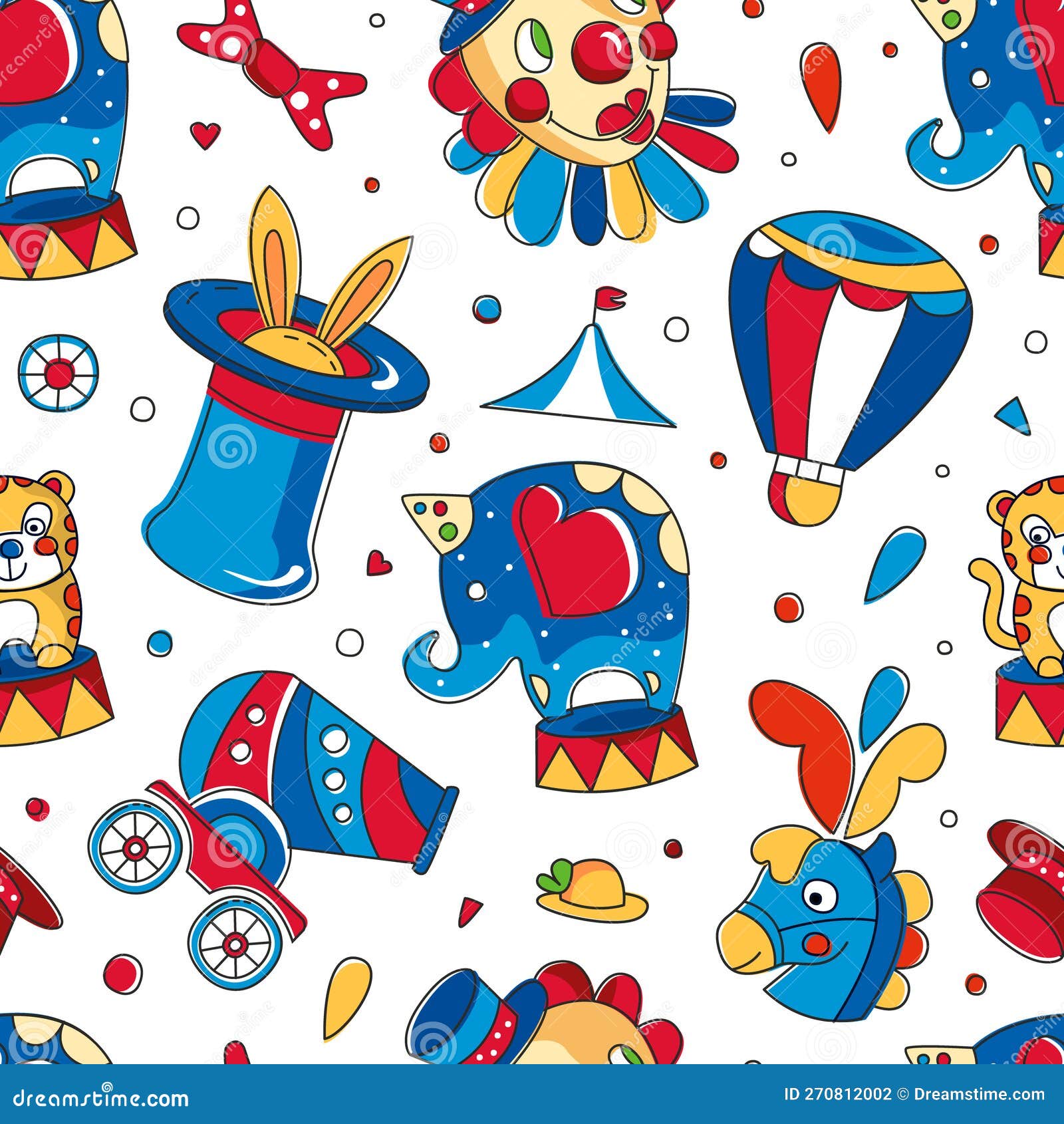 Circus Objects Seamless Pattern. Wallpaper, Textile, Background with ...