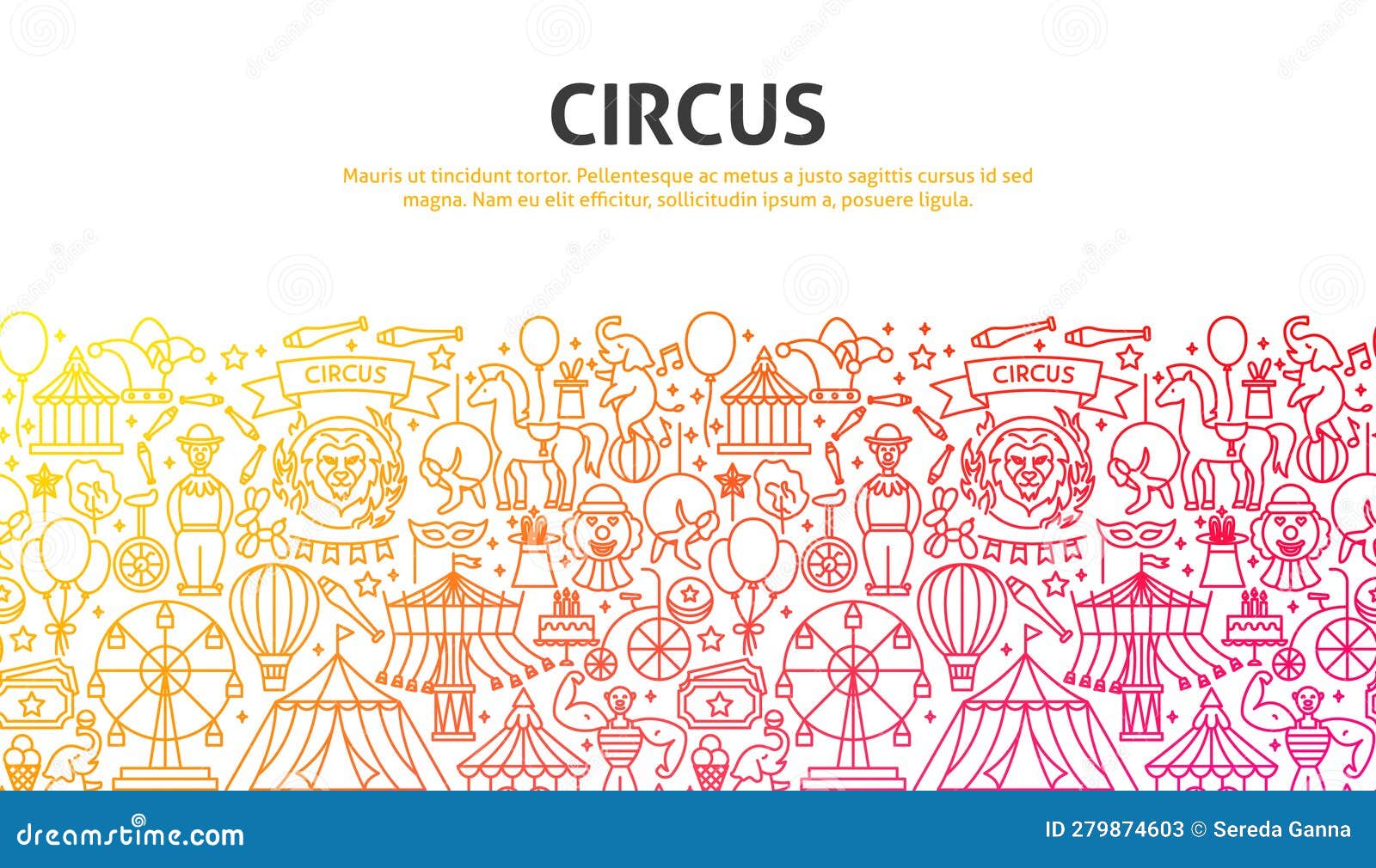 Circus Outline Concept stock vector. Illustration of entertainment ...