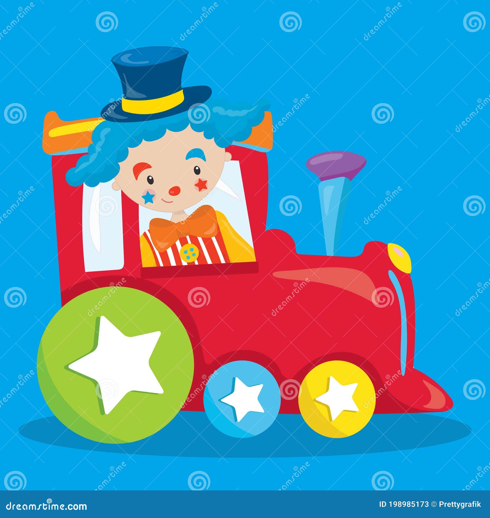 Circus Party Train Clown 03 Cartoon Vector | CartoonDealer.com #198985173