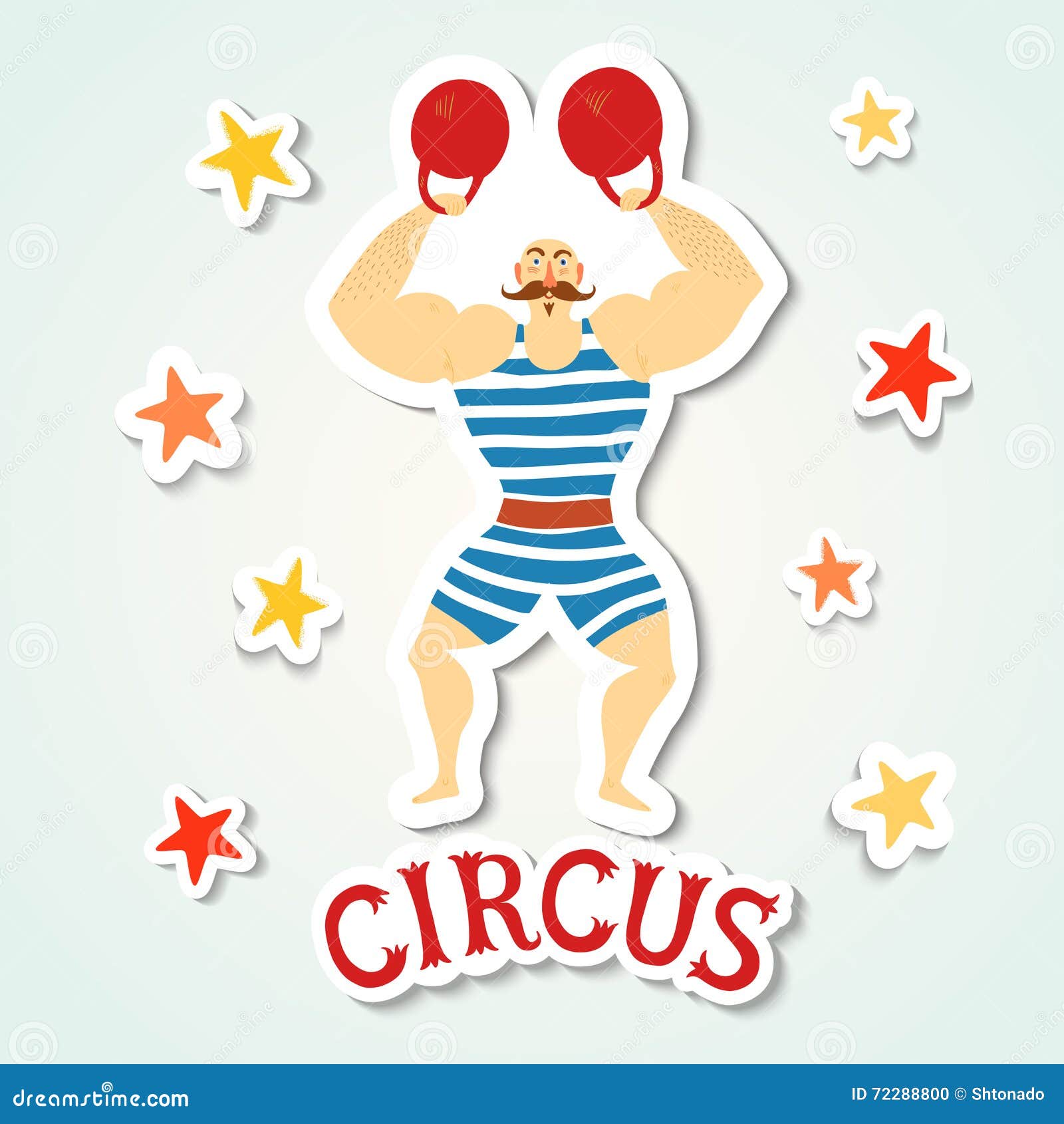 Circus Performance Cartoon Illustration with Mighty Man. Stock Vector ...