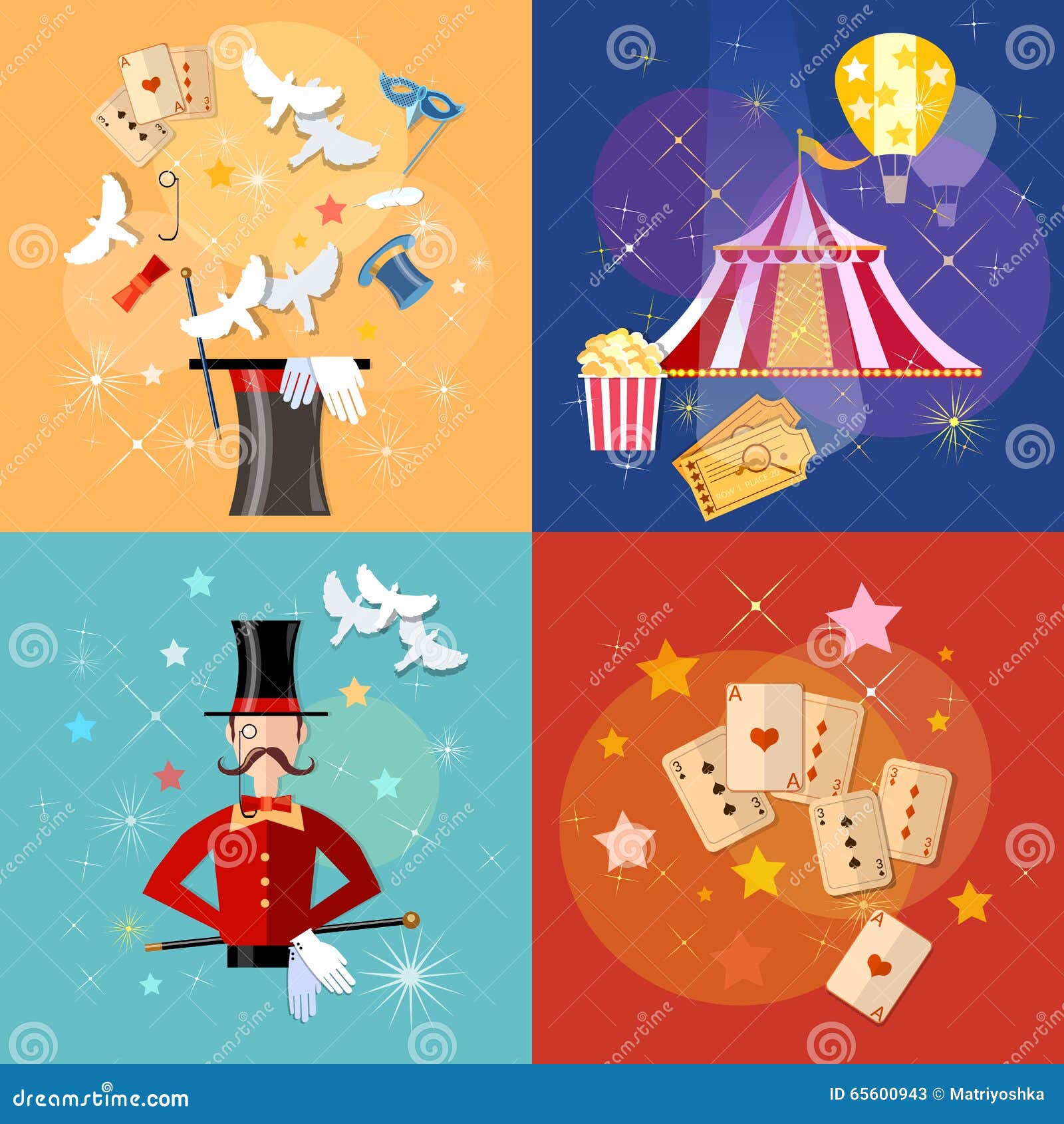 Circus Performance Magic Show Circus Tent Set Stock Vector ...