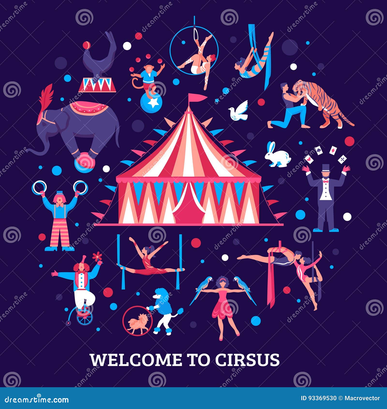 Circus Performers Illustration Stock Vector - Illustration of acrobat ...